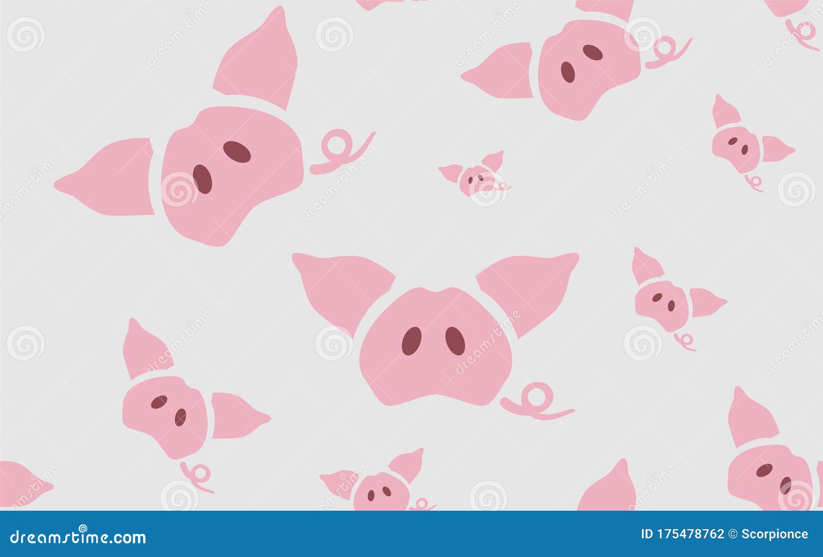 Seamless Pattern Vector Illustration with Piglet, Pigs Ears and Tail ...