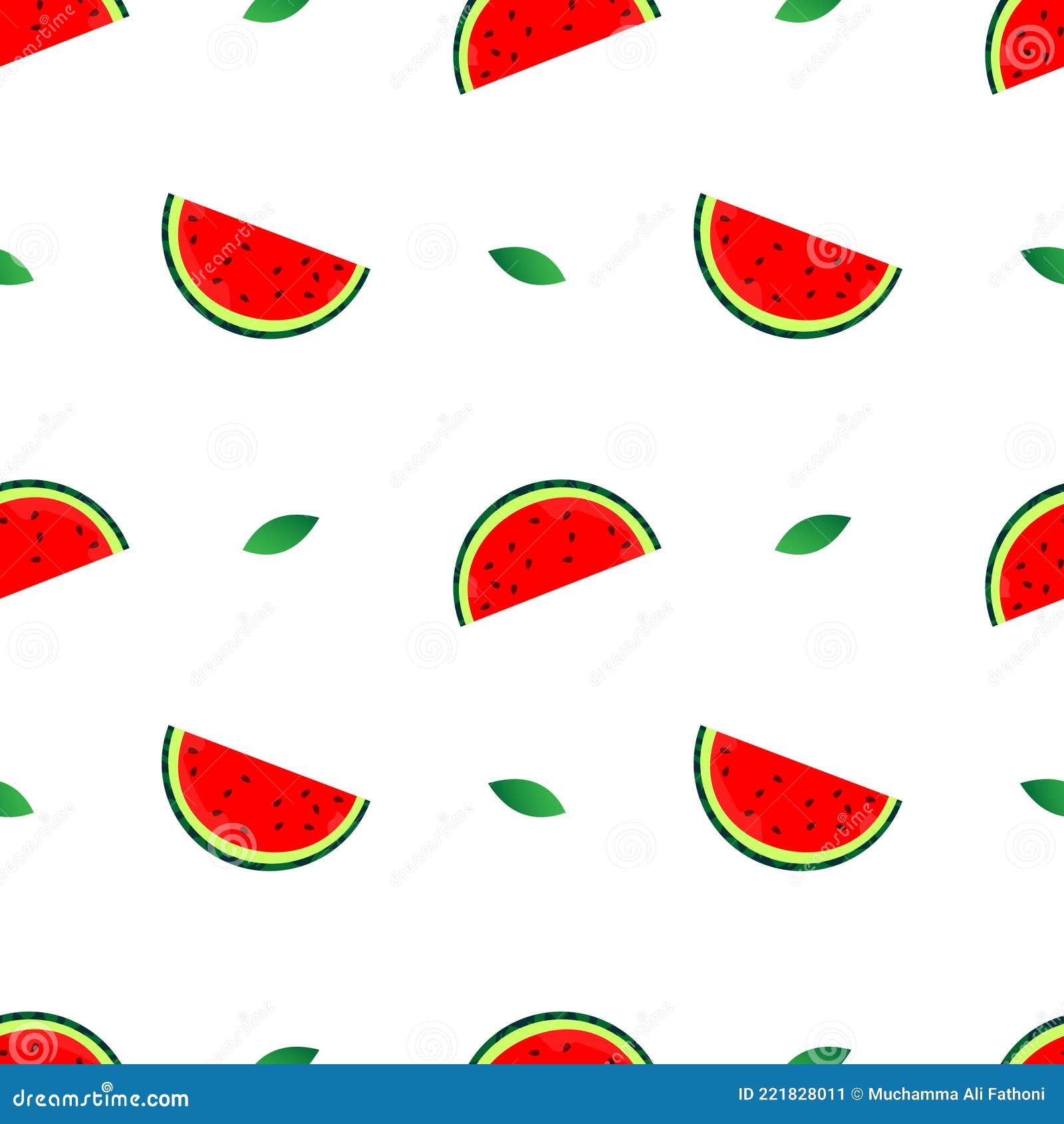 Seamless Pattern Vector Illustration of Red Watermelon Fruit Design and ...