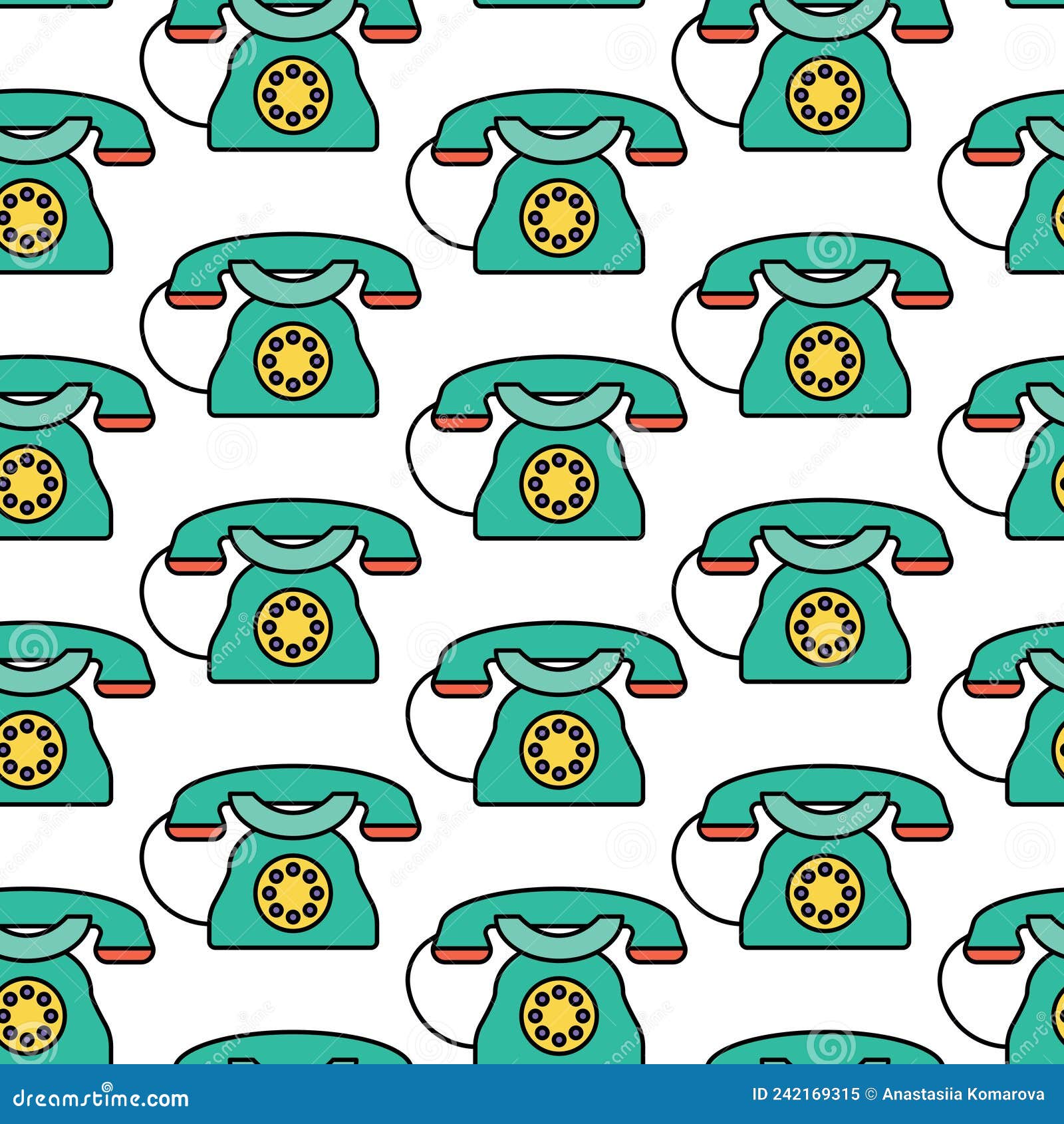 Seamless Pattern. Vector Illustration with Retro Phone Stock Vector ...