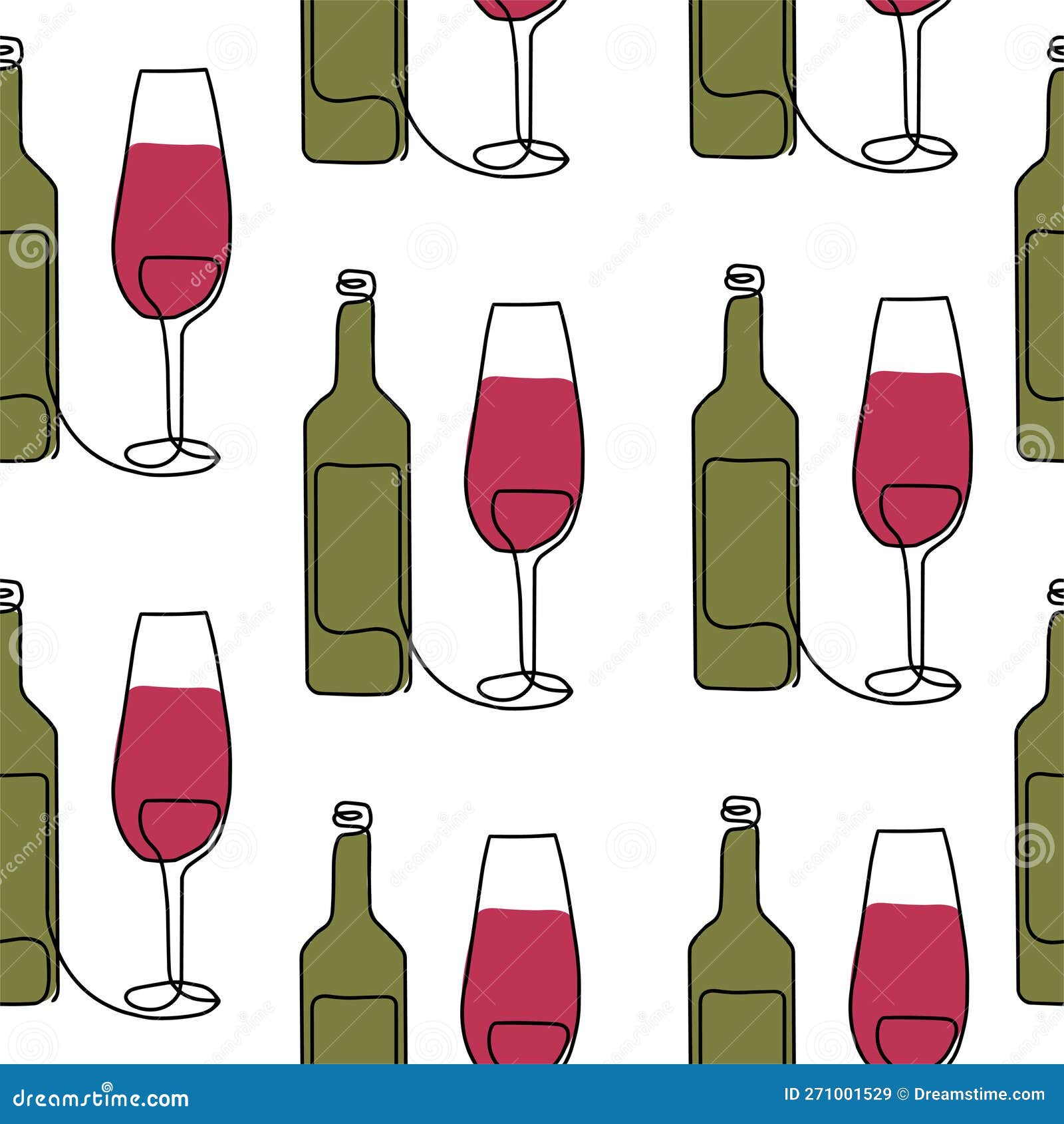 Seamless Pattern. Vector Illustration of a Wine Bottle and a Glass ...