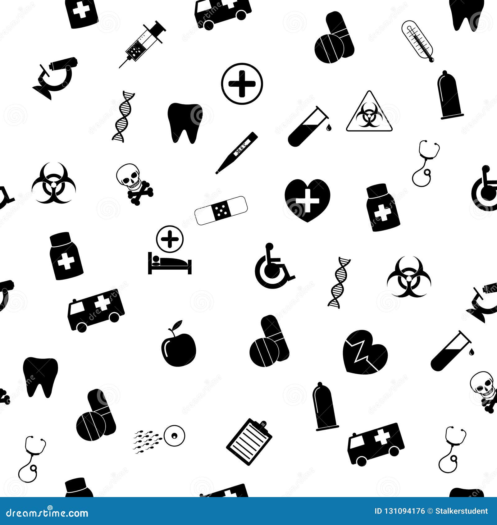 Seamless Pattern with Vector Medical Icons in Flat Style. Stock Vector ...