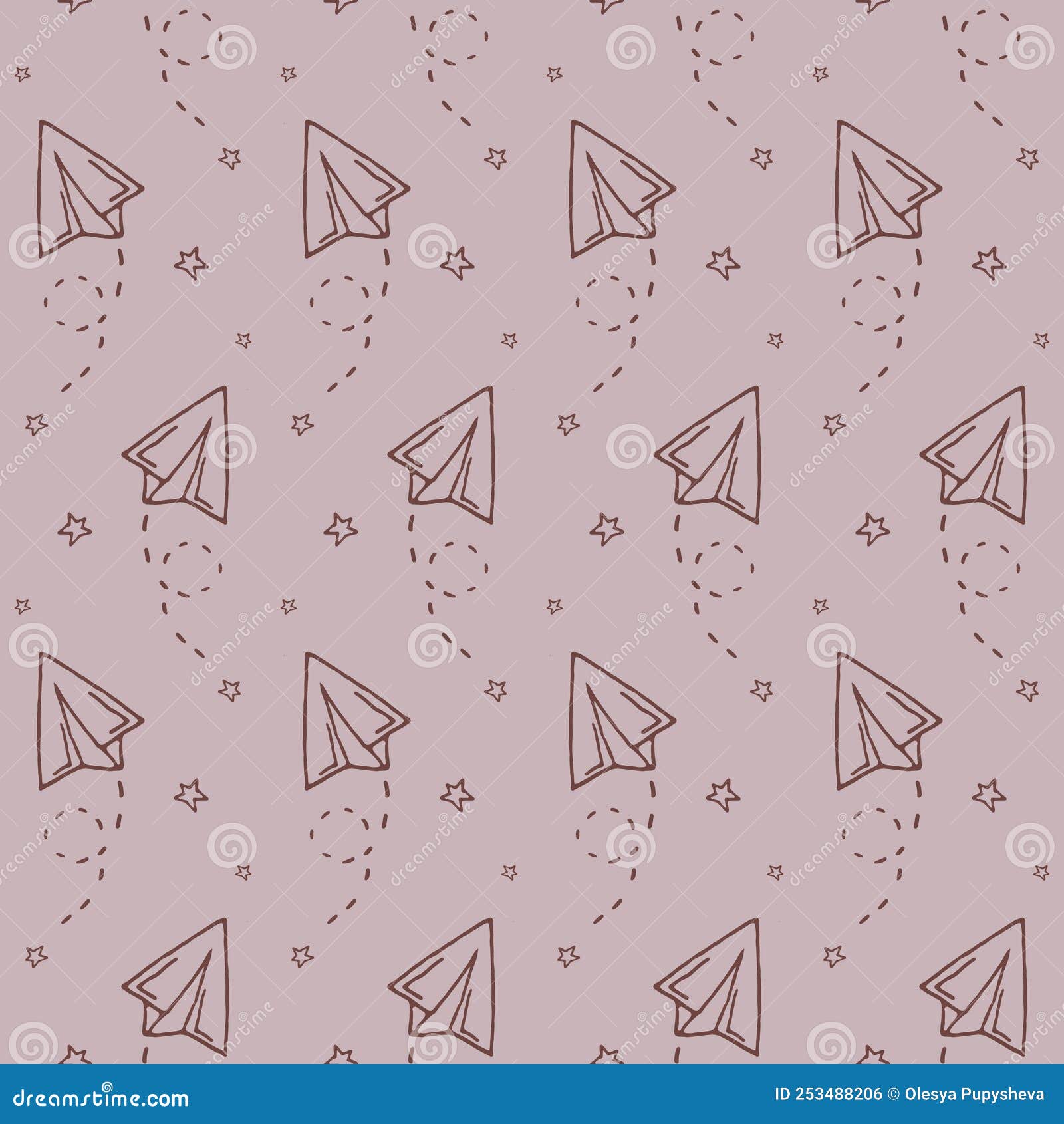 Seamless Pattern with Vector Paper Airplane. Stock Vector ...