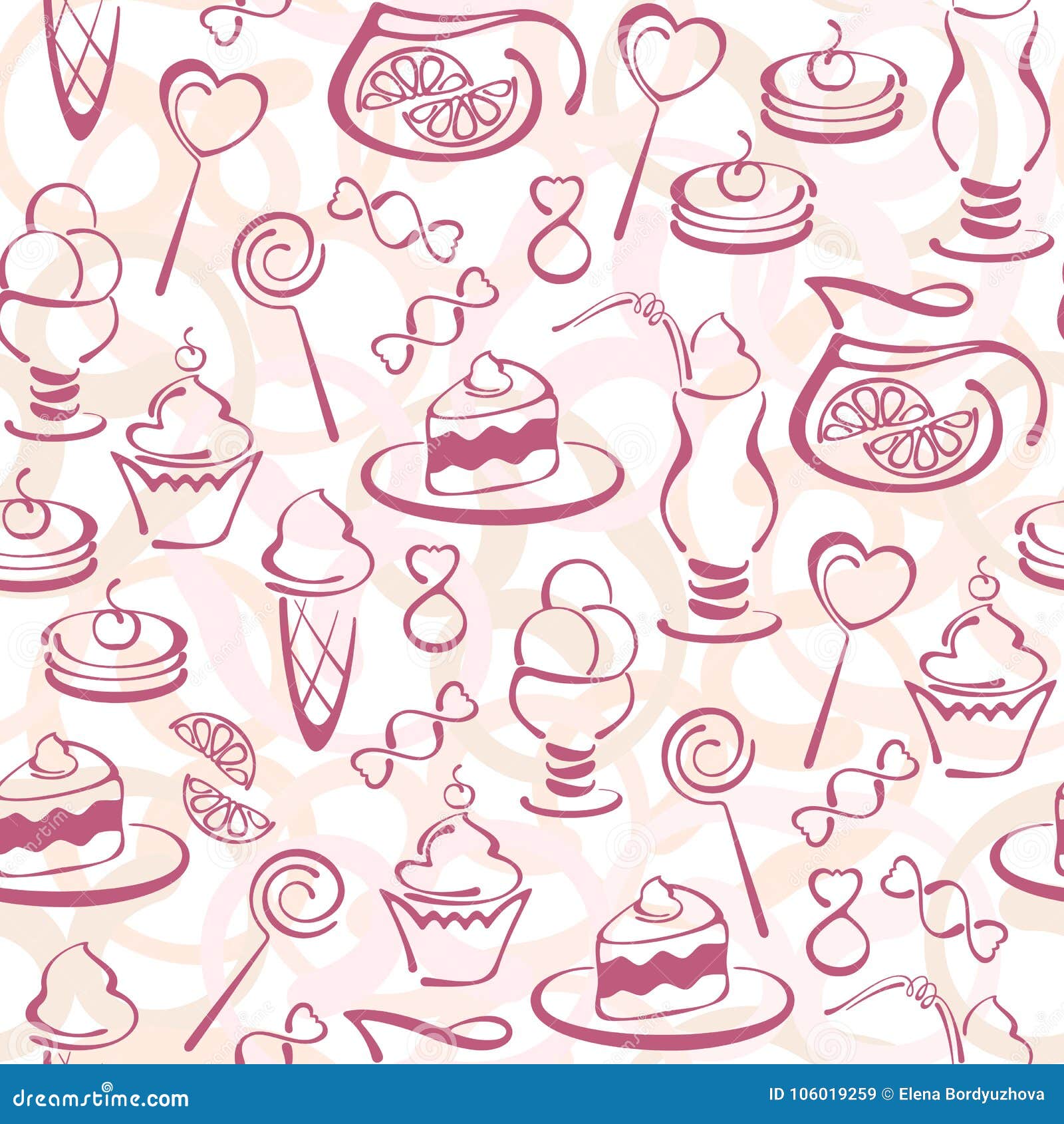 Seamless Pattern with Pastry Elements Stock Vector - Illustration of ...
