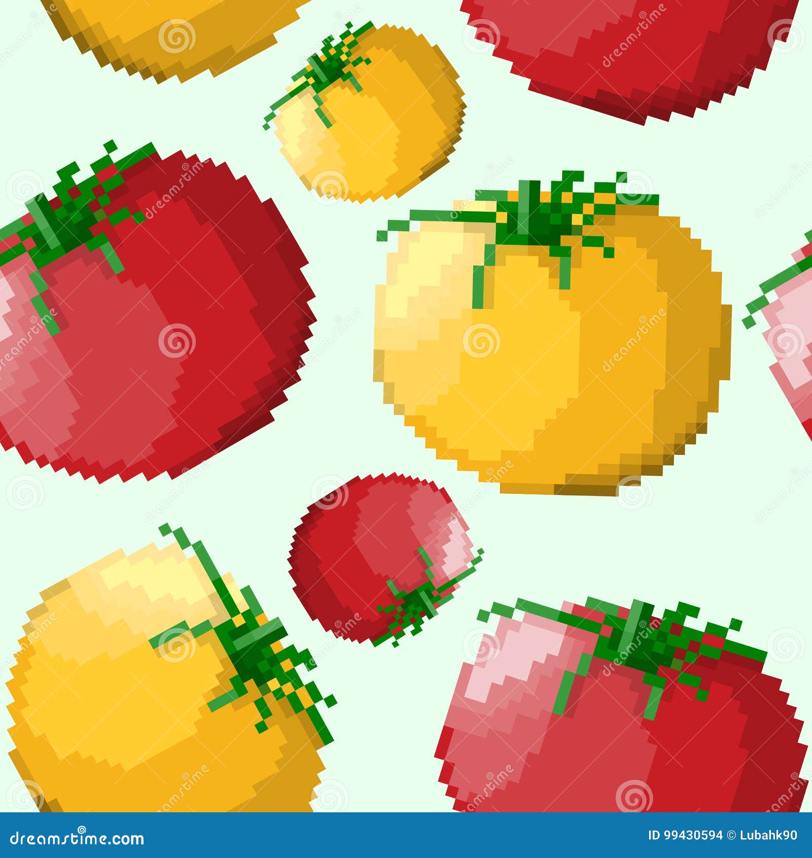 Seamless Pattern of Vector Pixel Tomatoes. Stock Vector - Illustration ...