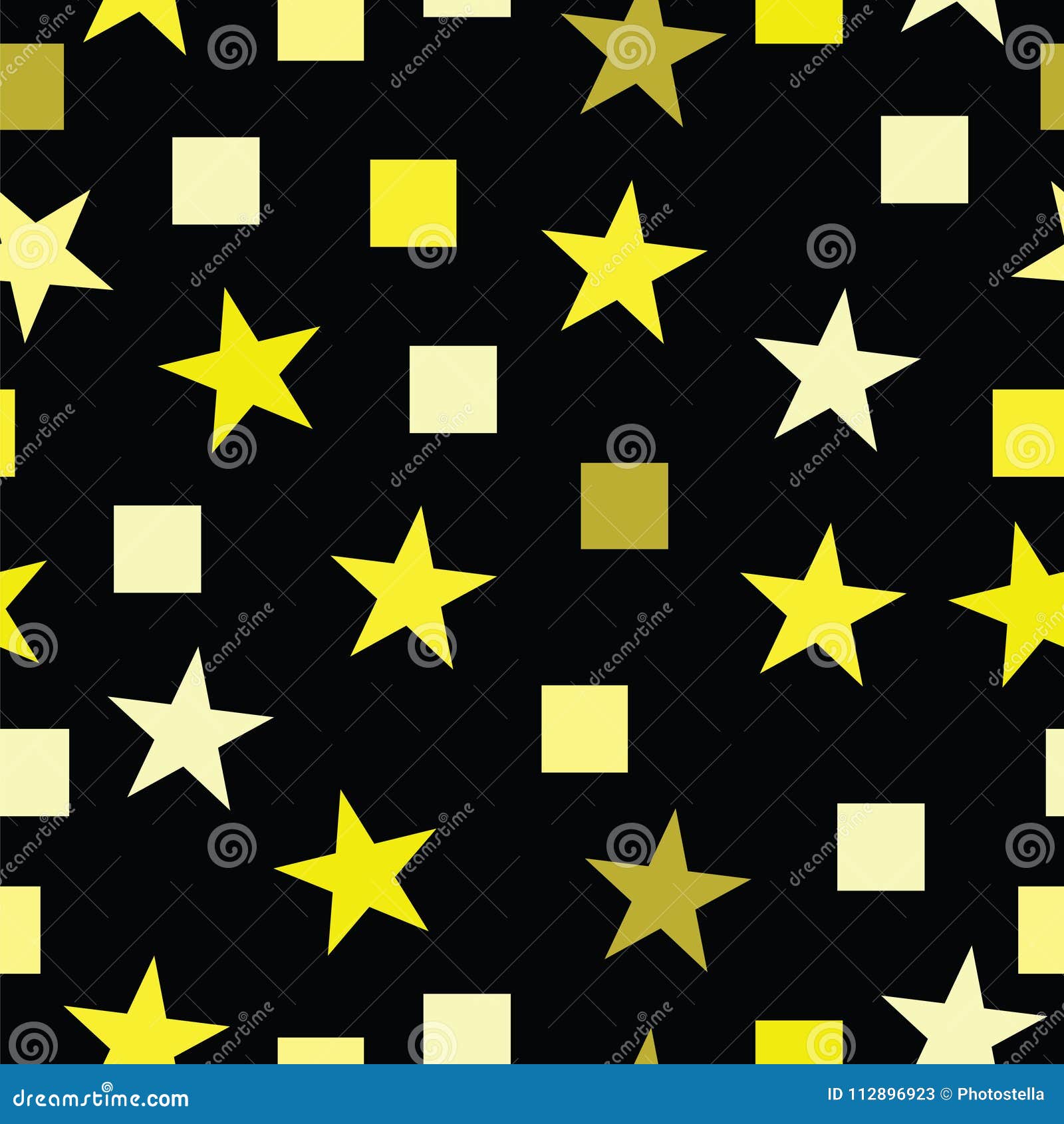 Seamless Pattern Vector with Yellow Stars and Squares Stock Vector ...