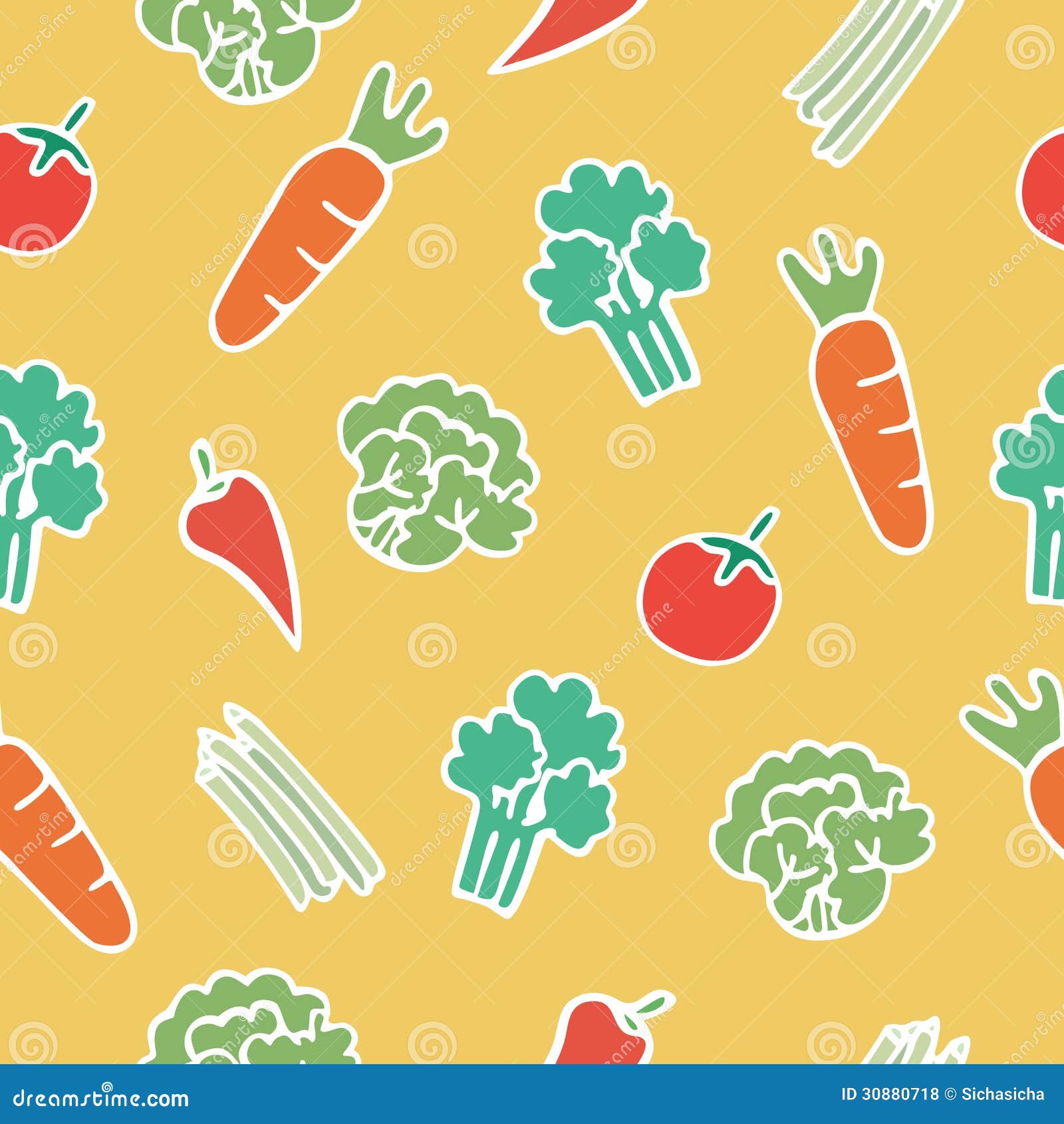 Seamless Pattern of Vegetable Cartoon Stock Vector - Illustration of ...