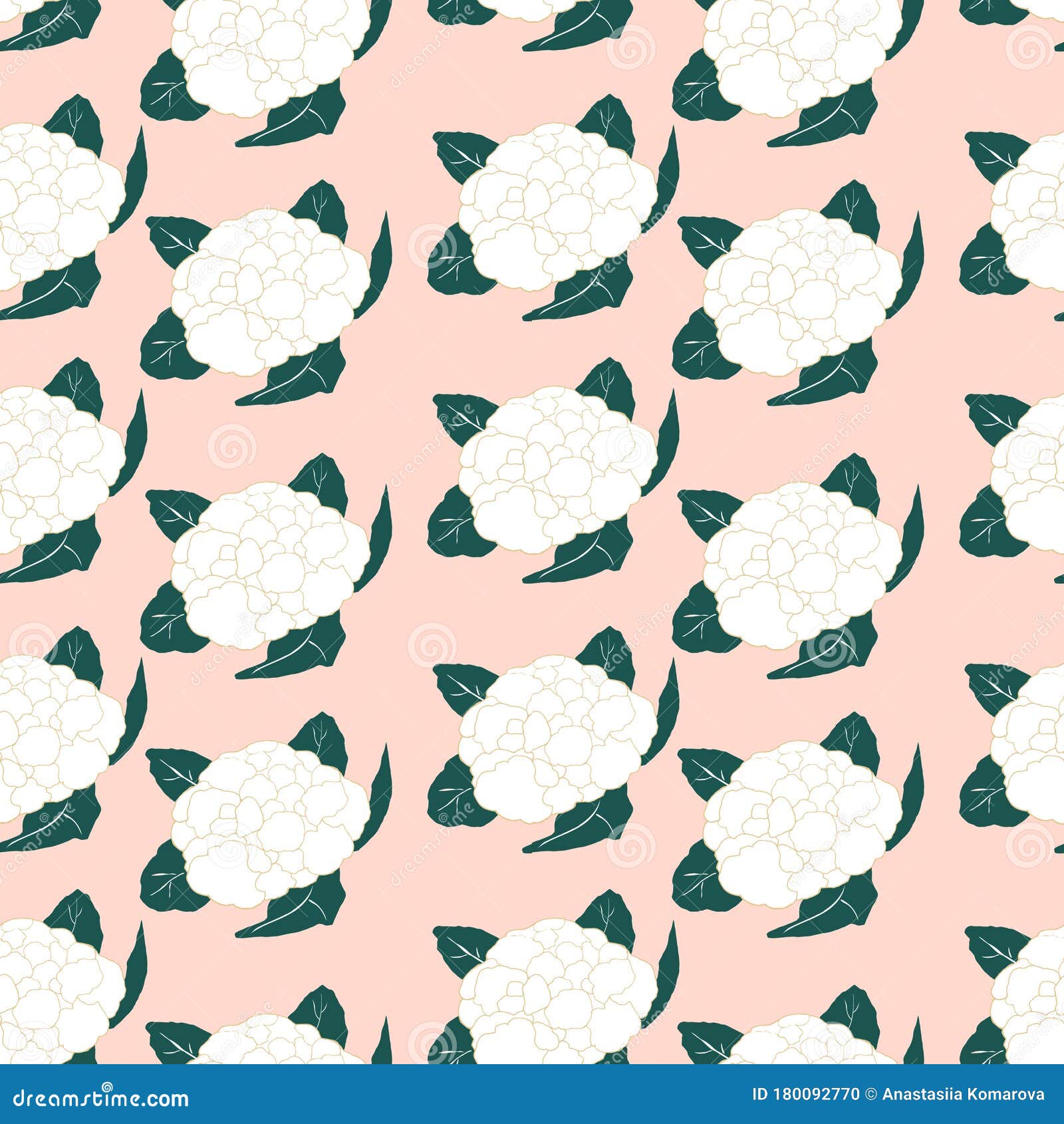 Seamless Pattern with Vegetable - Cauliflower. Art Can Be Used for Menu ...