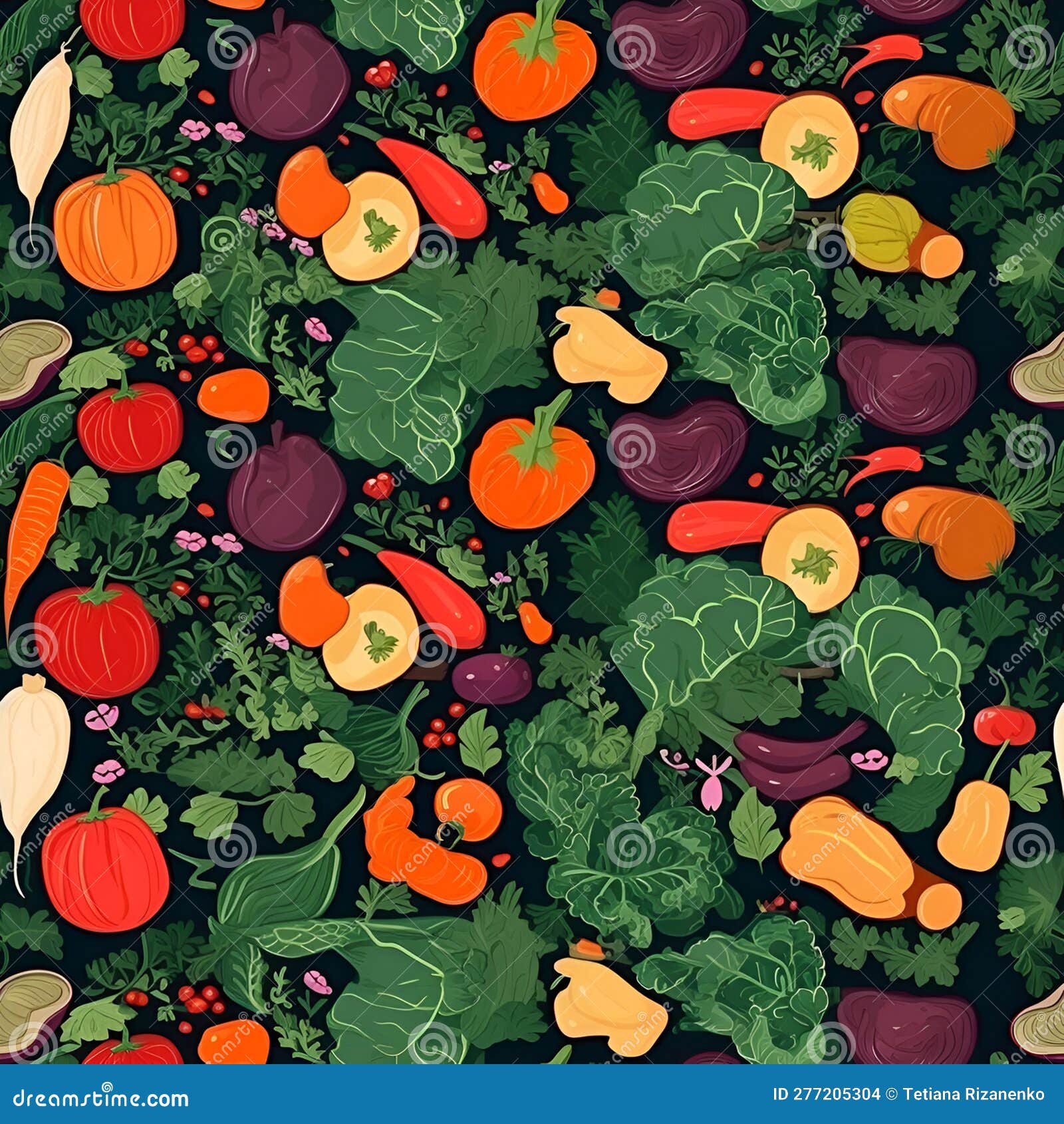 Seamless Pattern with Vegetables. Design for Wallpaper, Wrapping Paper ...