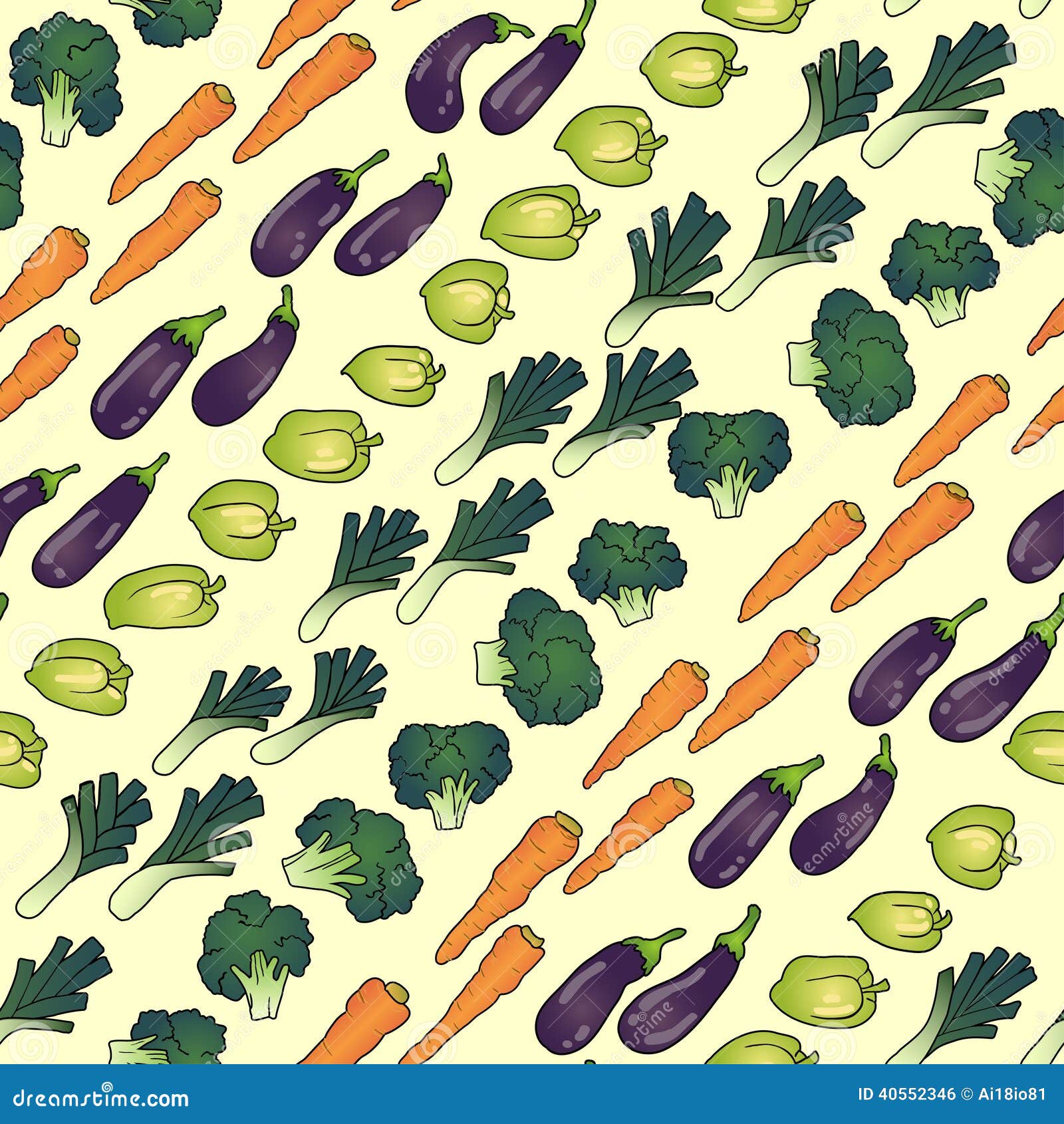 Seamless Pattern of Vegetables Diagonally Stock Vector - Illustration ...