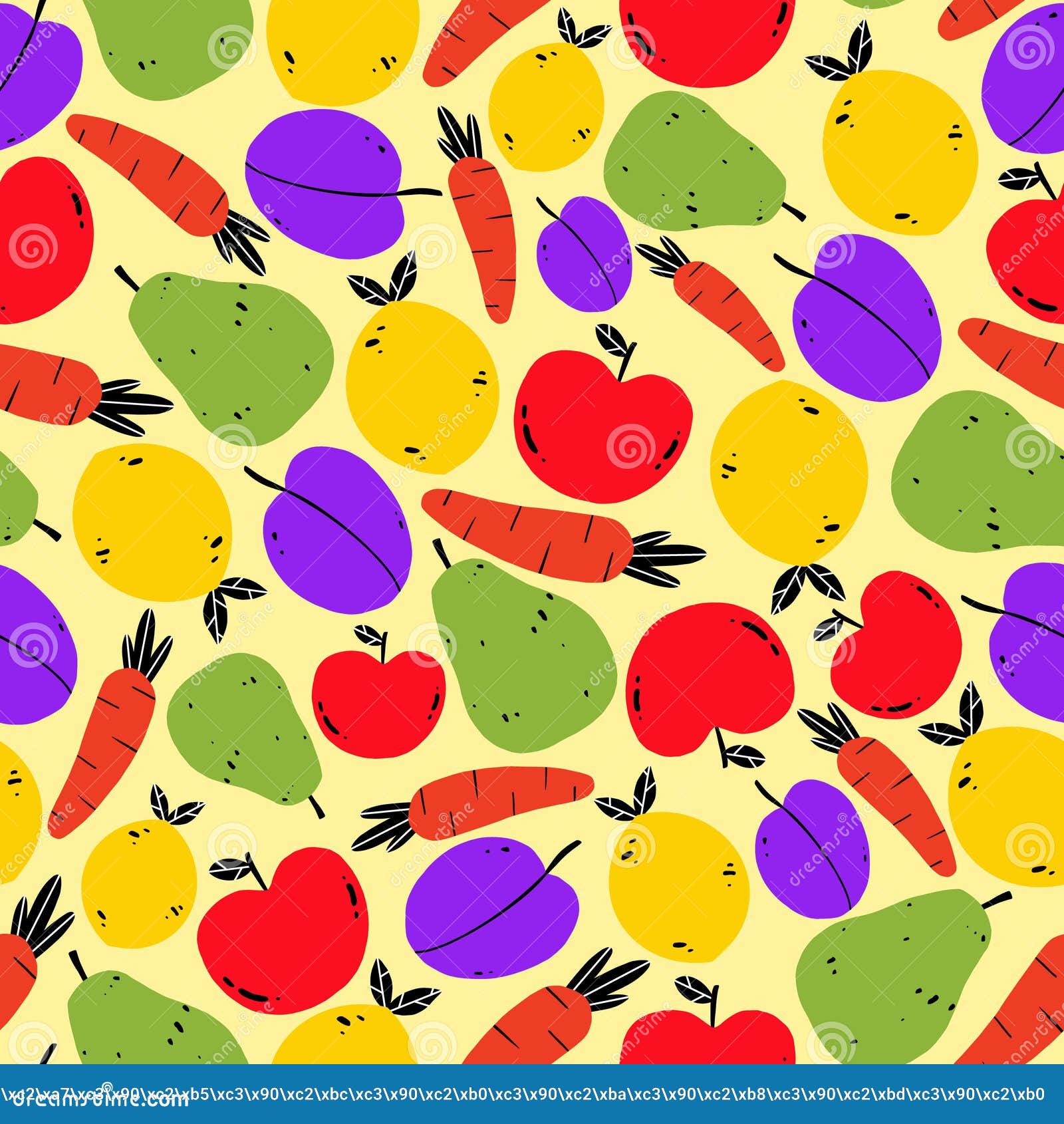 Seamless Pattern with Vegetables and Fruits. Vector Illustration Stock ...