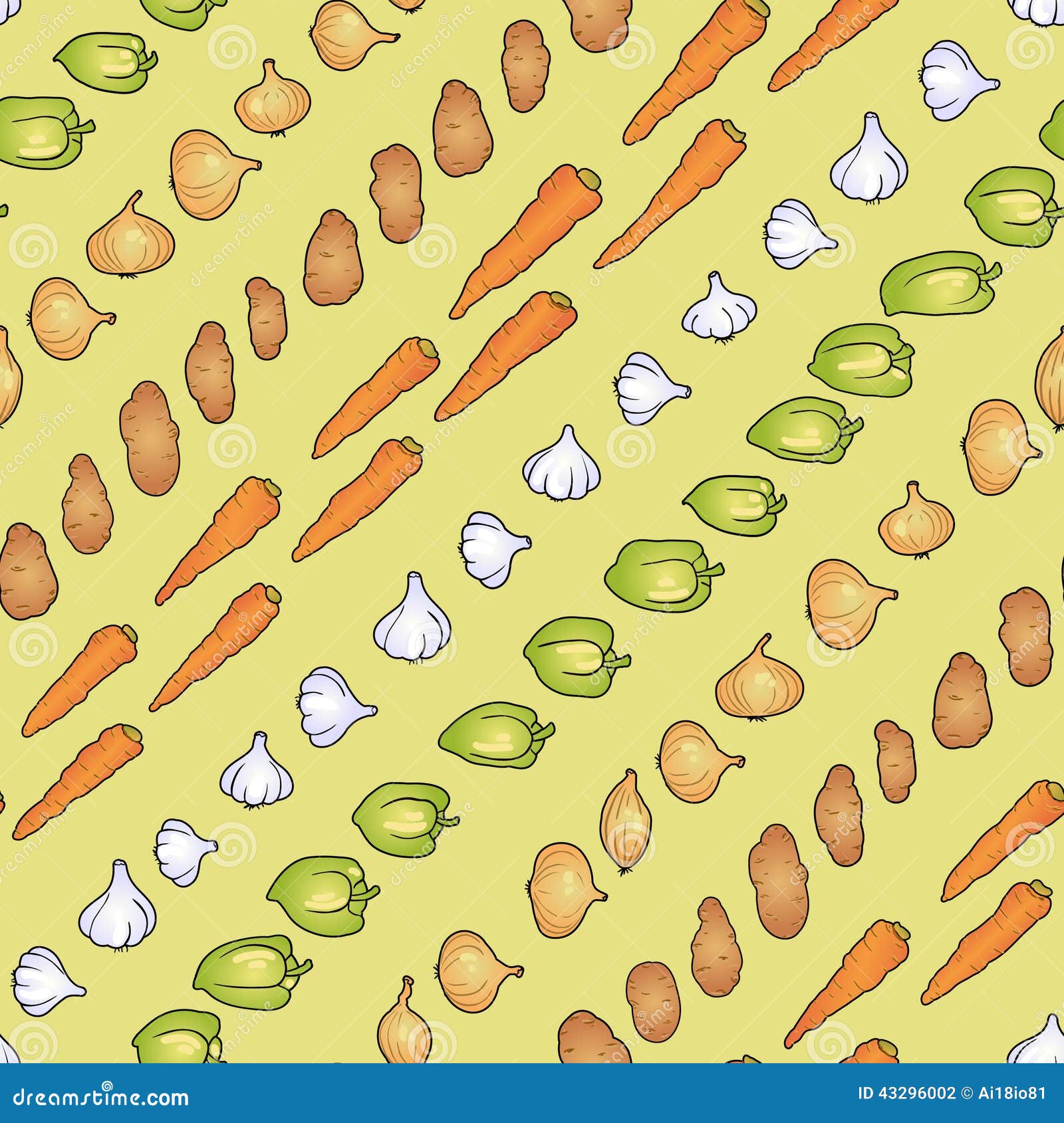 Seamless Pattern of Vegetables. Vector Background Stock Vector ...