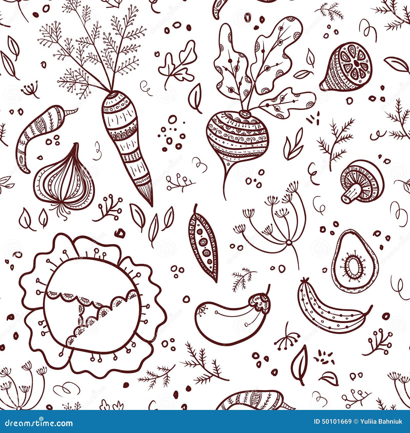 Seamless Pattern with Vegetables Stock Vector - Illustration of leaf ...