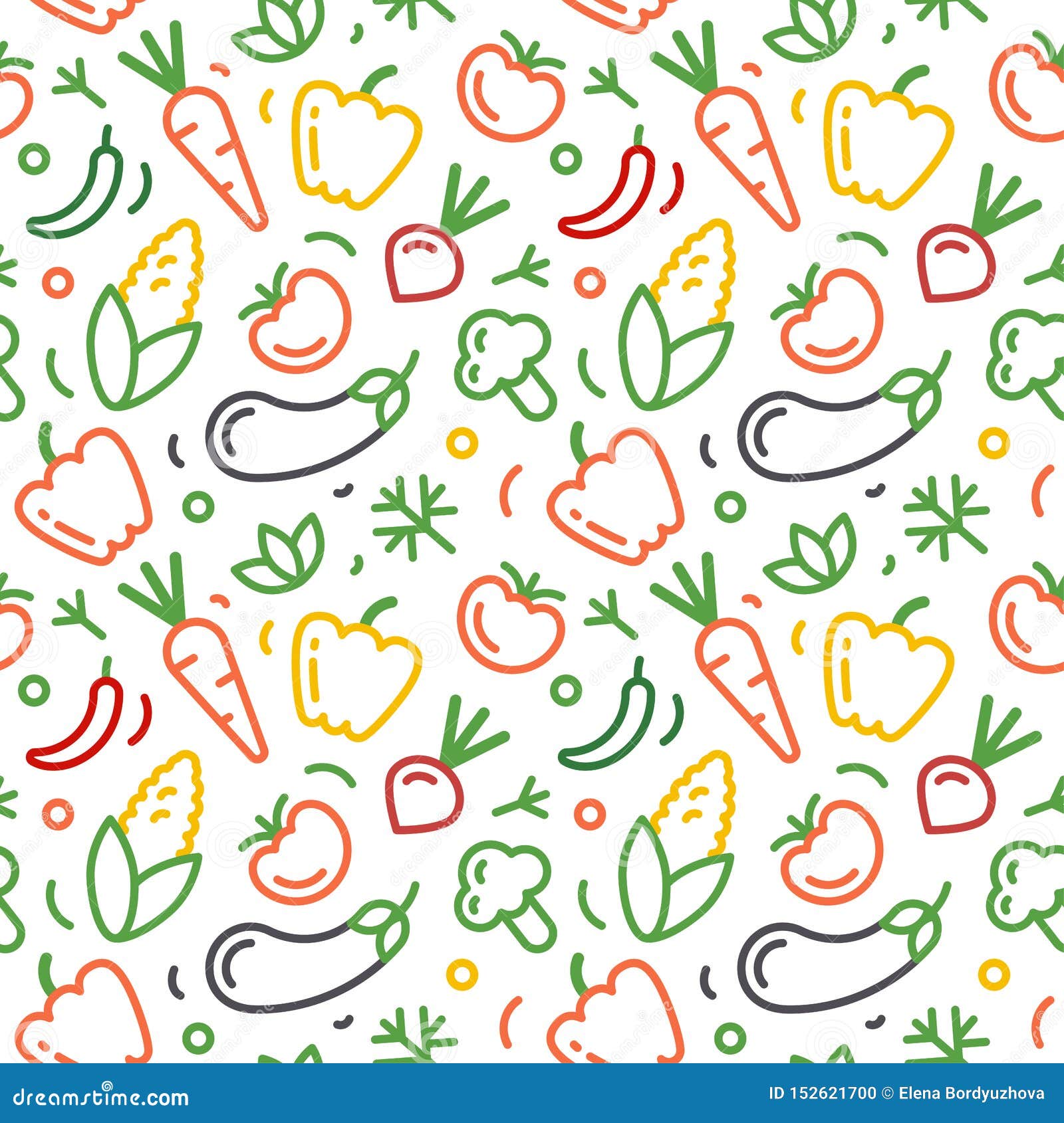 Seamless Pattern with Vegetables on White Background Stock Vector ...
