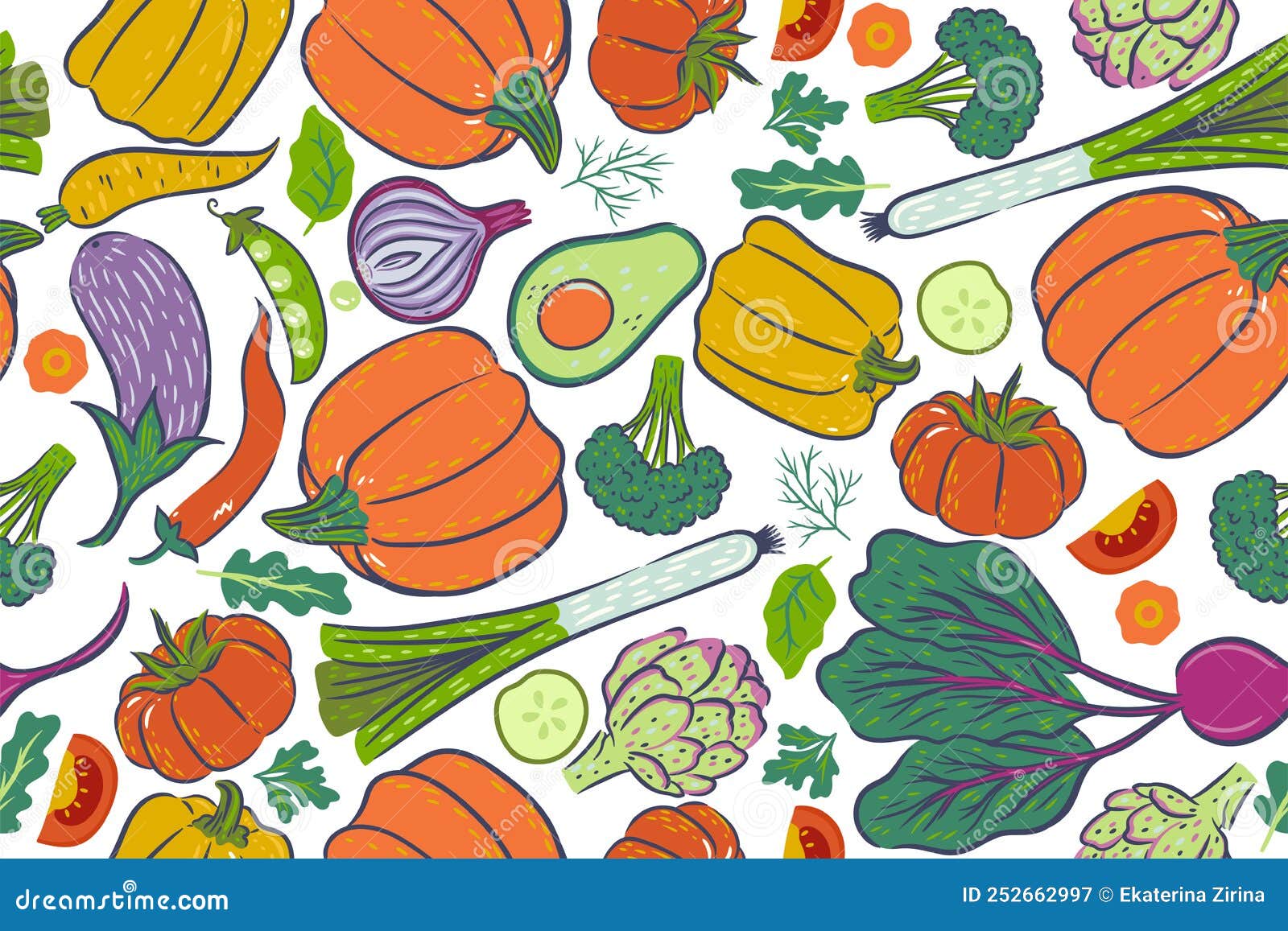 Seamless Pattern with Vegetables on a White Background. Vector Graphics ...