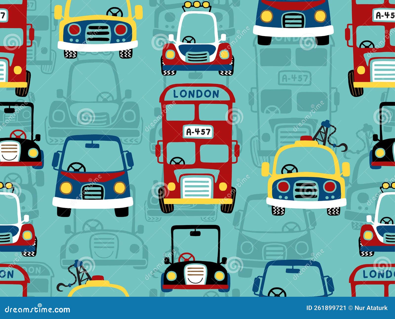 Seamless Pattern of Vehicles Cartoon Stock Vector - Illustration of ...