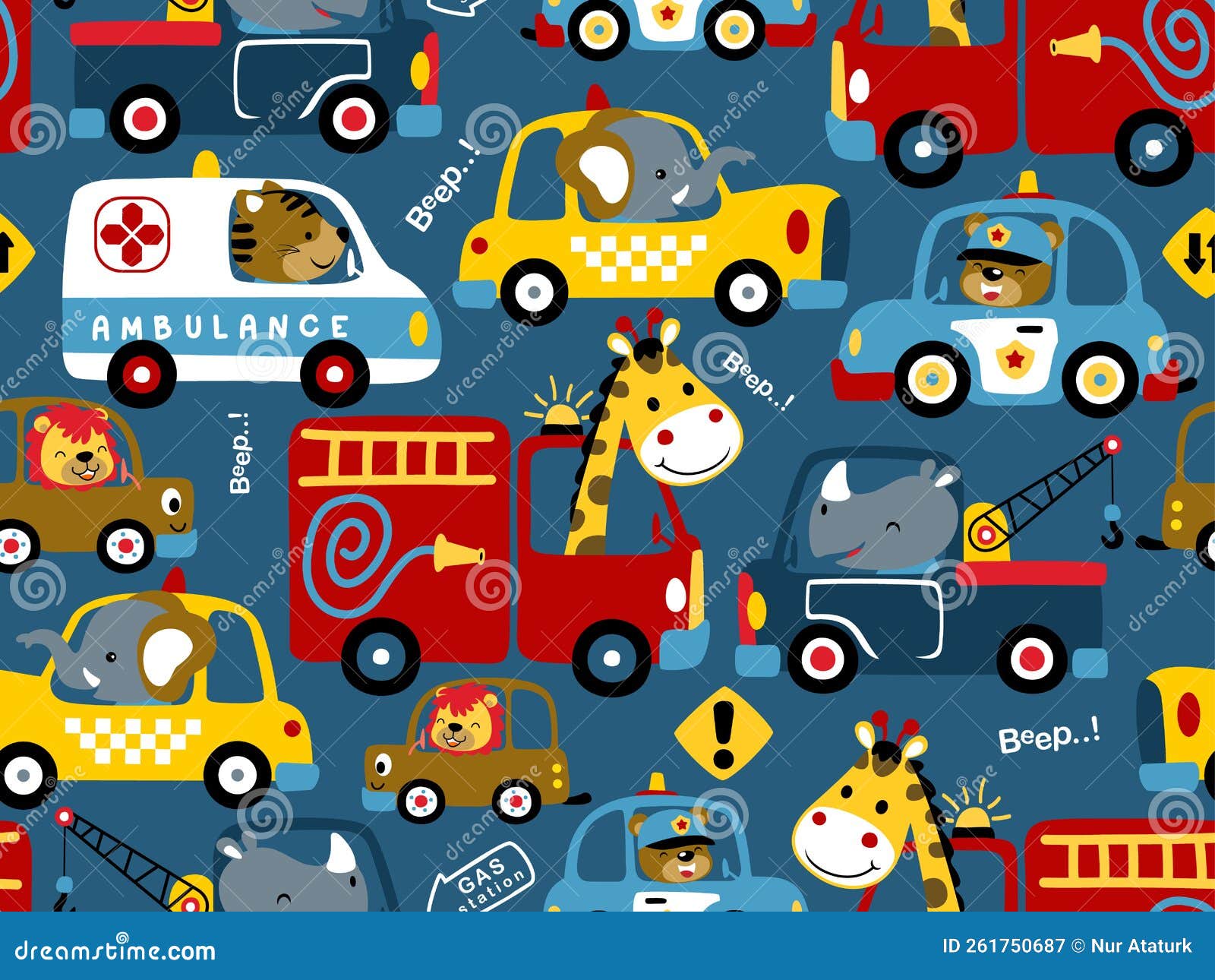 Animals Driver, Lion Drive A Car, Vector Cartoon Illustration ...