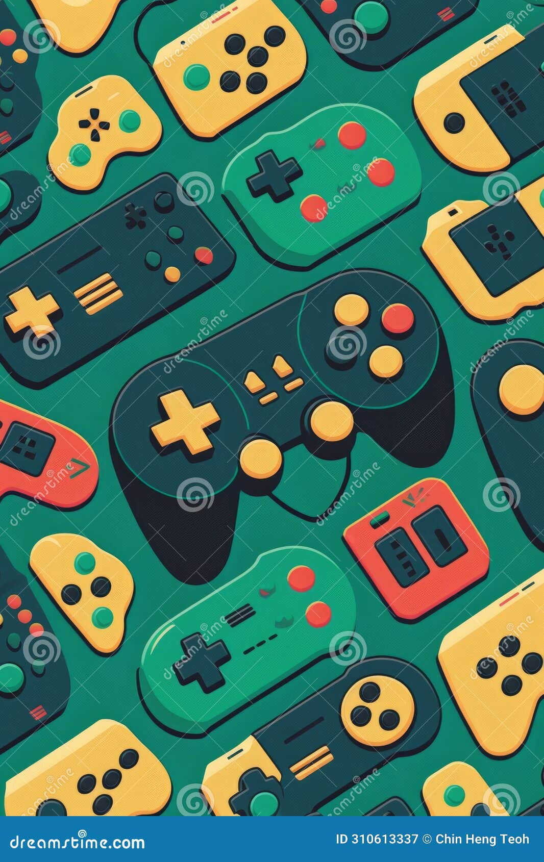 Seamless Pattern with Video Game Controller. Vector Illustration I ... Seamless Pattern with Video Game Controller. Vector Illustration I ...