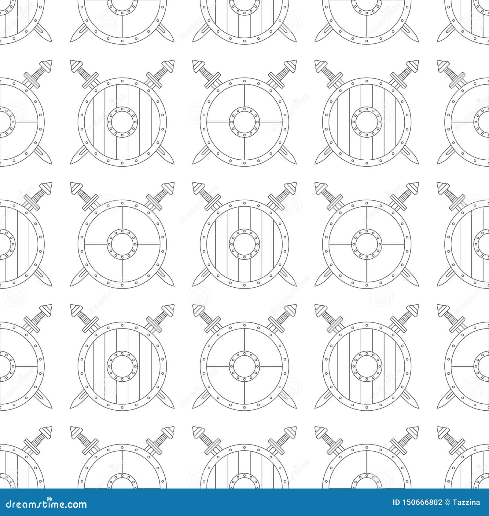 Seamless Pattern With Viking Shields And Swords On White Background ...