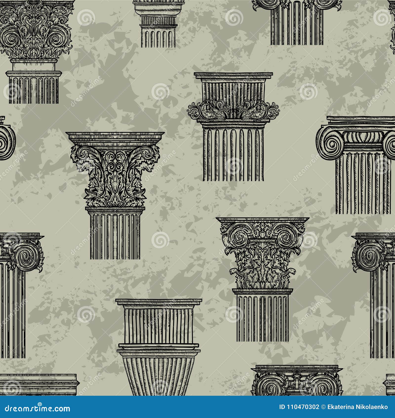 Seamless Pattern with Vintage Architectural Details Design Elements ...