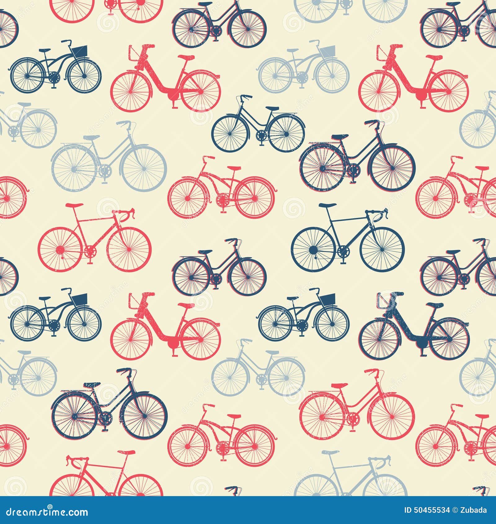 Seamless Pattern with Vintage Bicycles Stock Vector - Illustration of ...