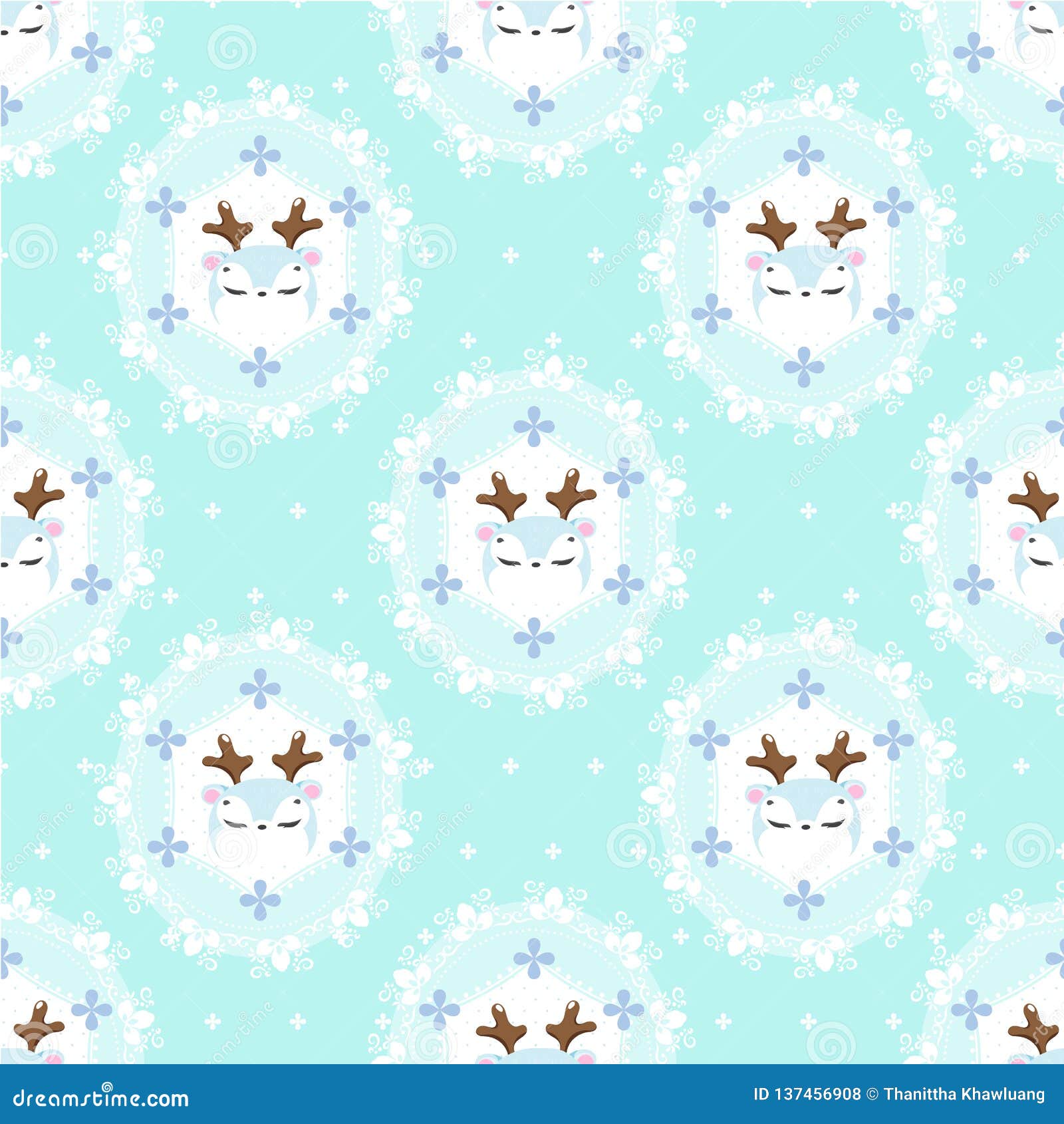 Seamless Pattern Vintage Bunny in Floral Stock Illustration ...
