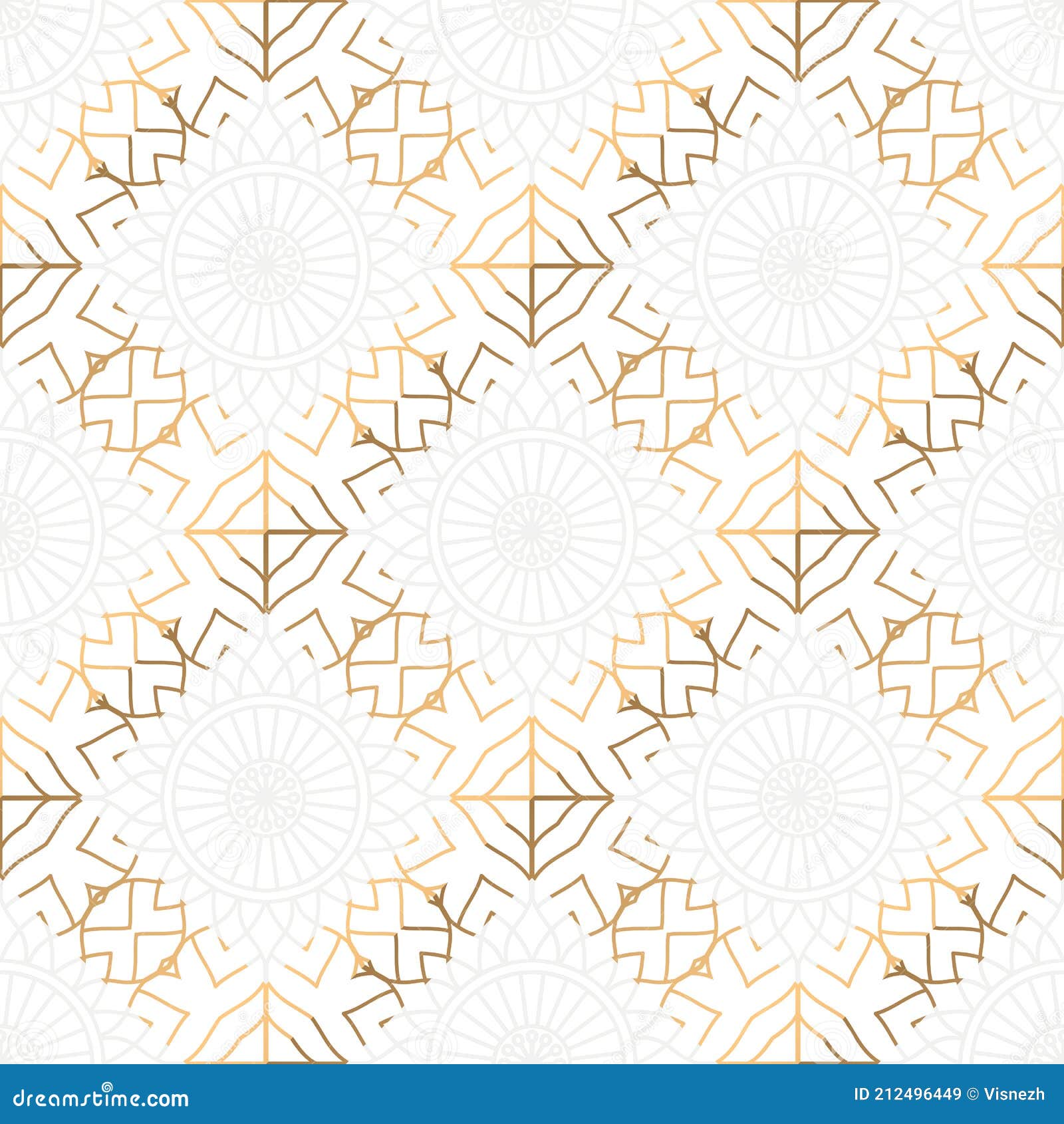 Mandala Seamless Pattern. Gold Luxury Stock Vector - Illustration of ...