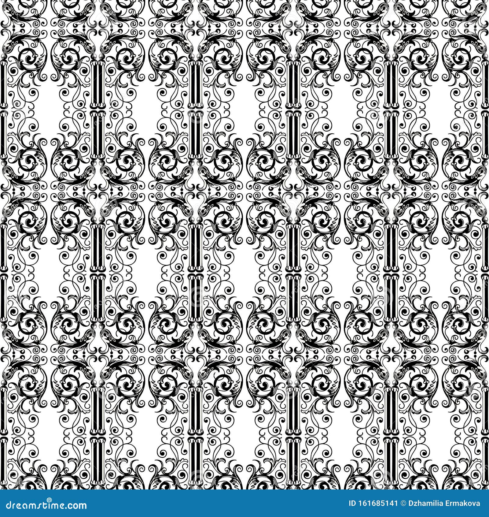 Seamless Pattern of Vintage Design Elements in Baroque Style Stock ...