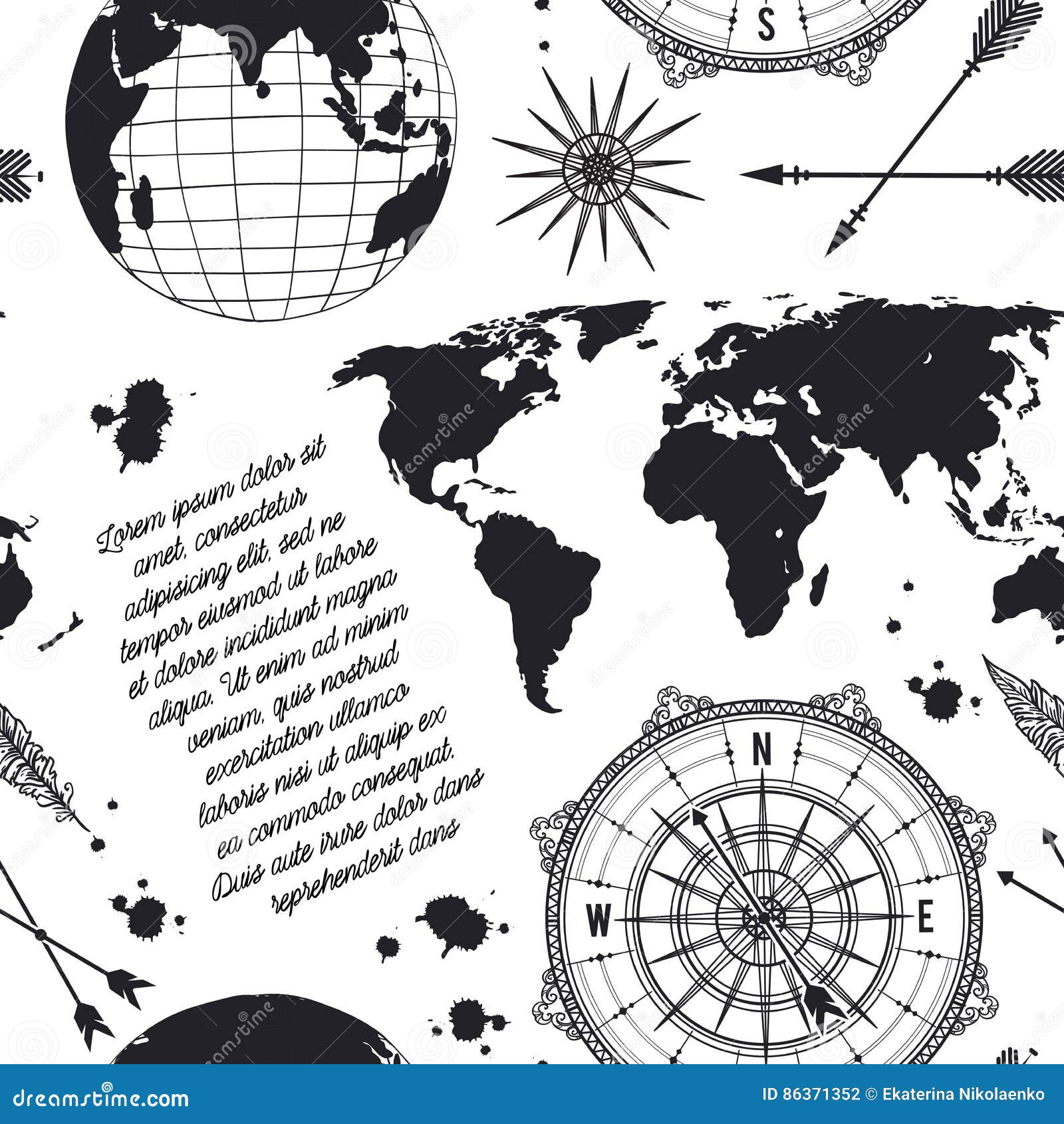 Compass, World Map, Travel, Expedition, Geography Royalty-Free Stock ...