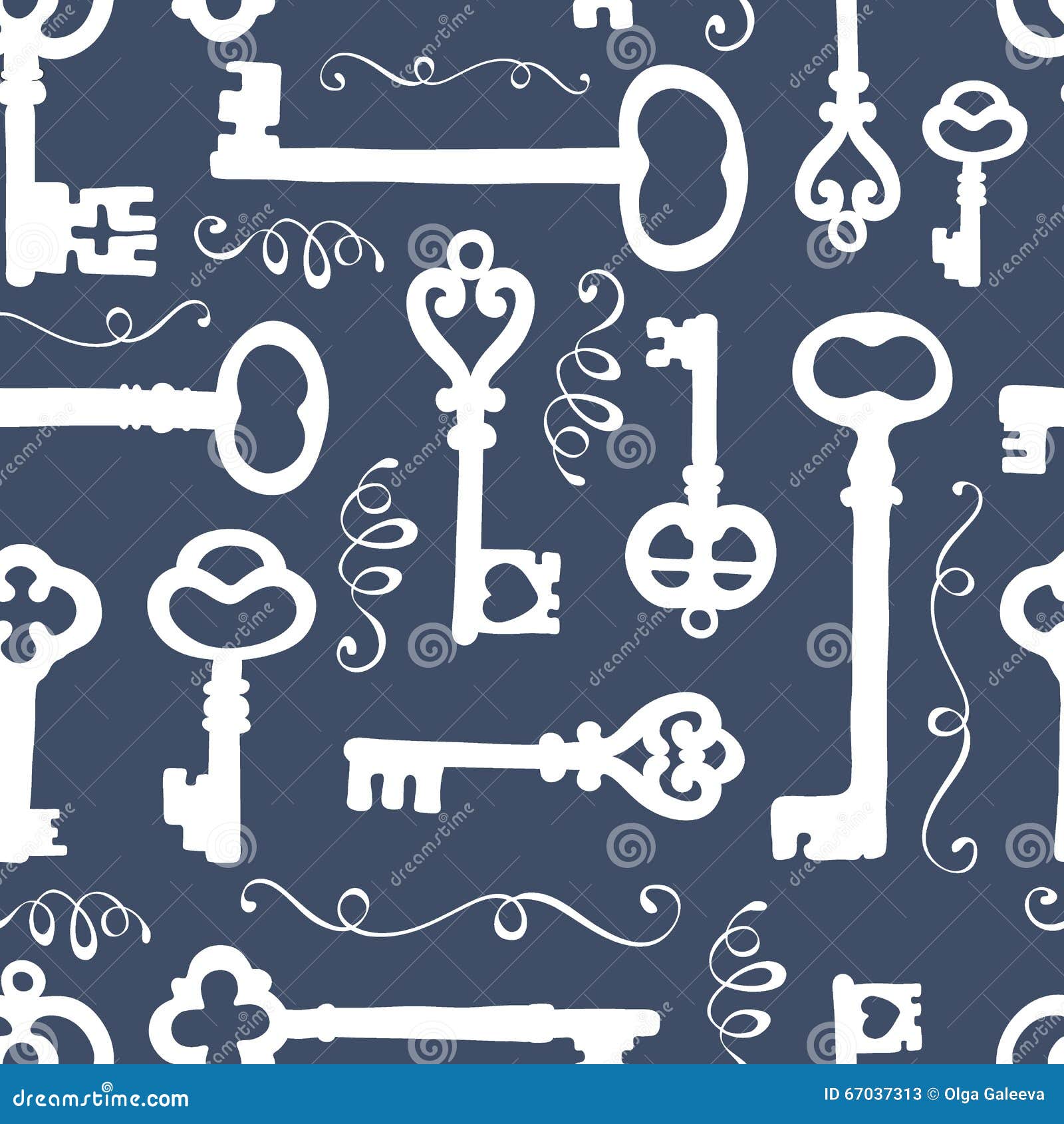 Seamless Pattern with Vintage Keys Stock Vector - Illustration of ...