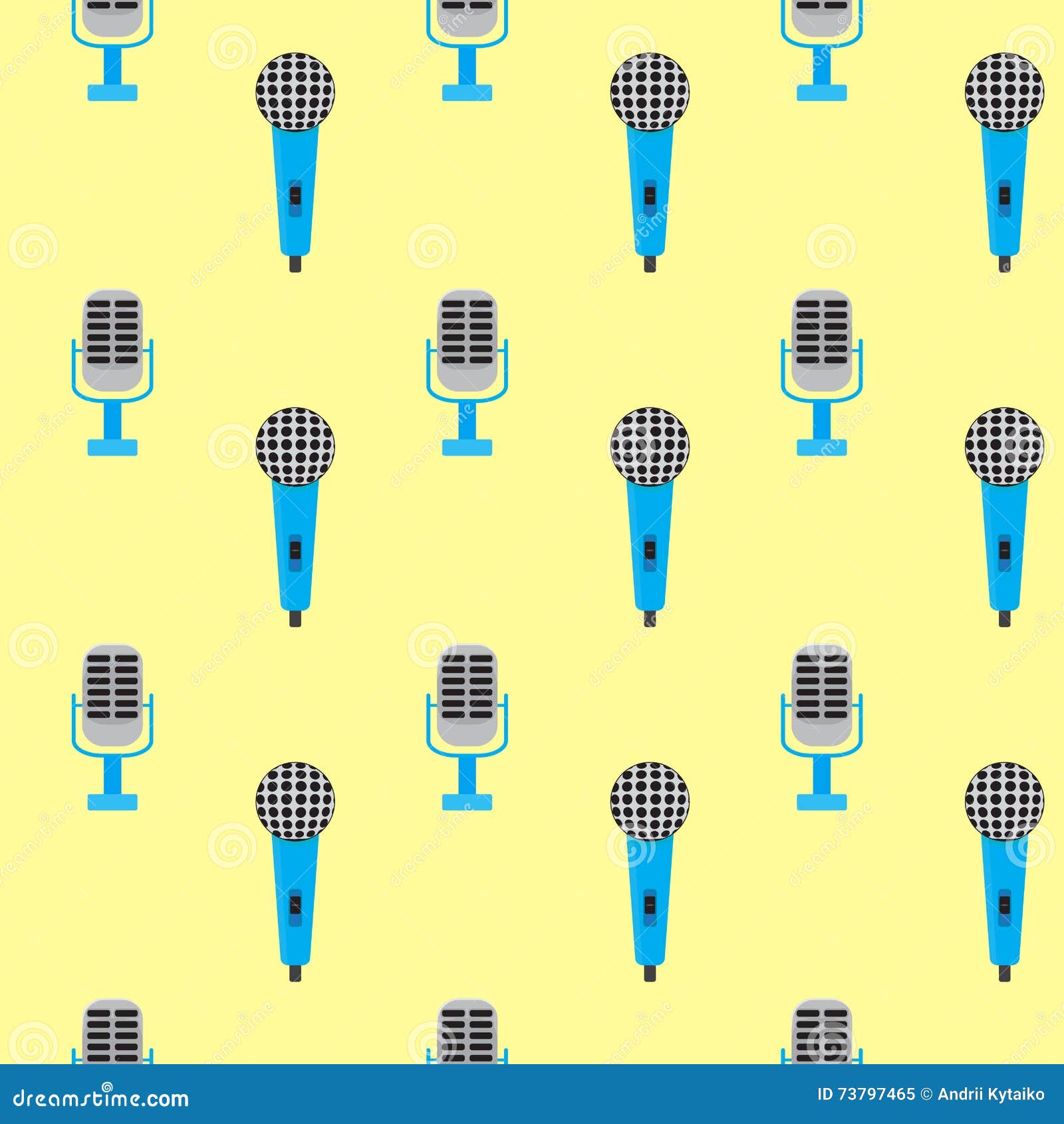 Seamless Pattern Vintage Microphone Stock Vector - Illustration of ...