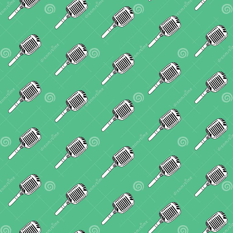 Seamless Pattern. Vintage Microphone Background Textures, Hand Drawn ...