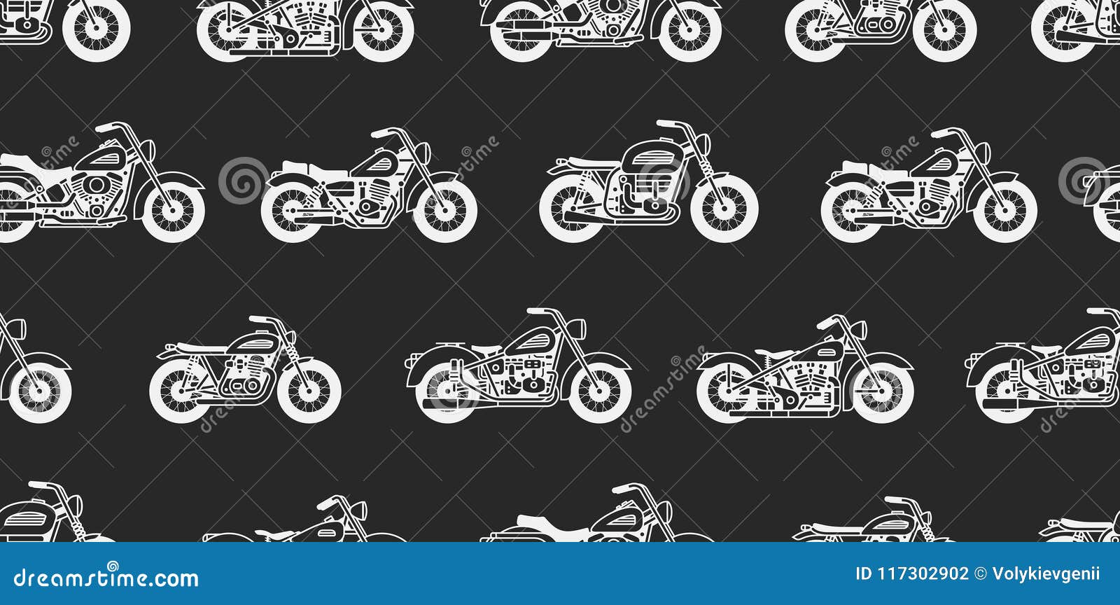 Seamless Pattern with Vintage Motorcycles Stock Vector - Illustration ...
