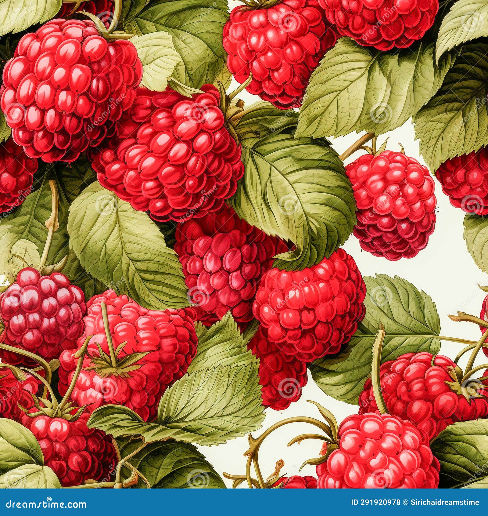 Seamless Pattern, Vintage Raspberry , Watercolor Design, AI Generated ...