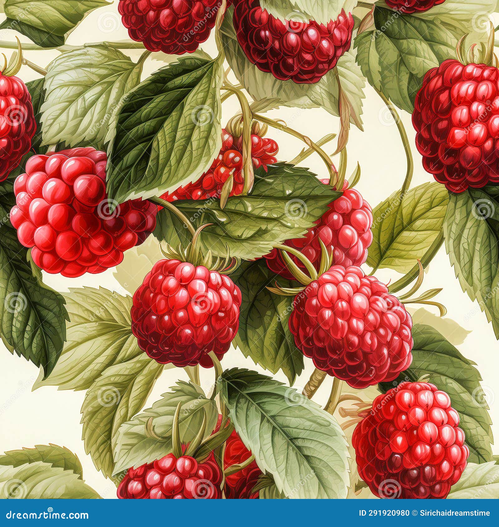 Seamless Pattern, Vintage Raspberry , Watercolor Design, AI Generated ...