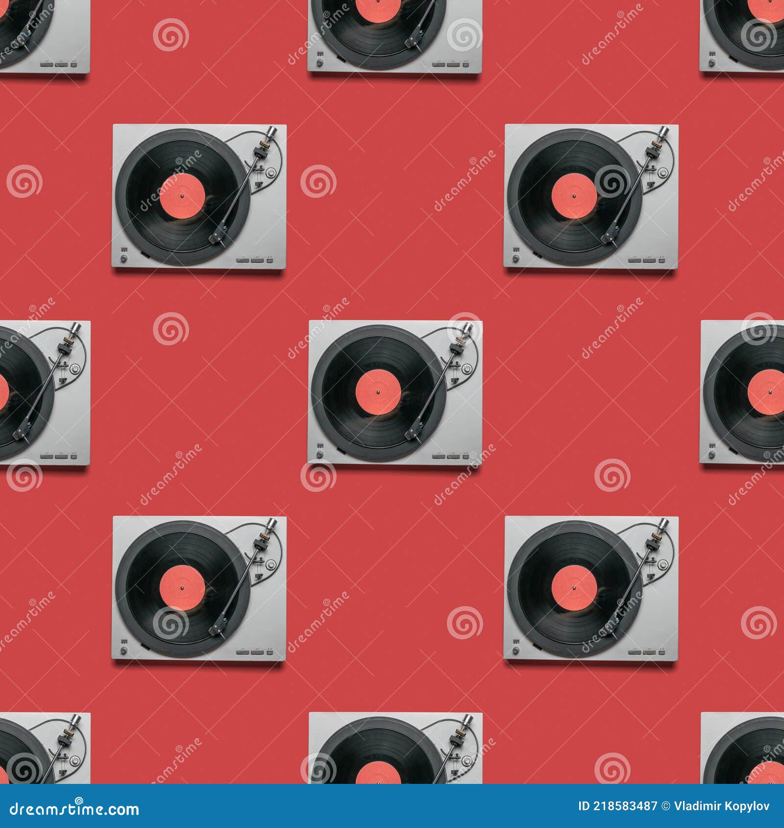A Seamless Pattern of Vintage Vinyl Record Players Stock Image - Image ...