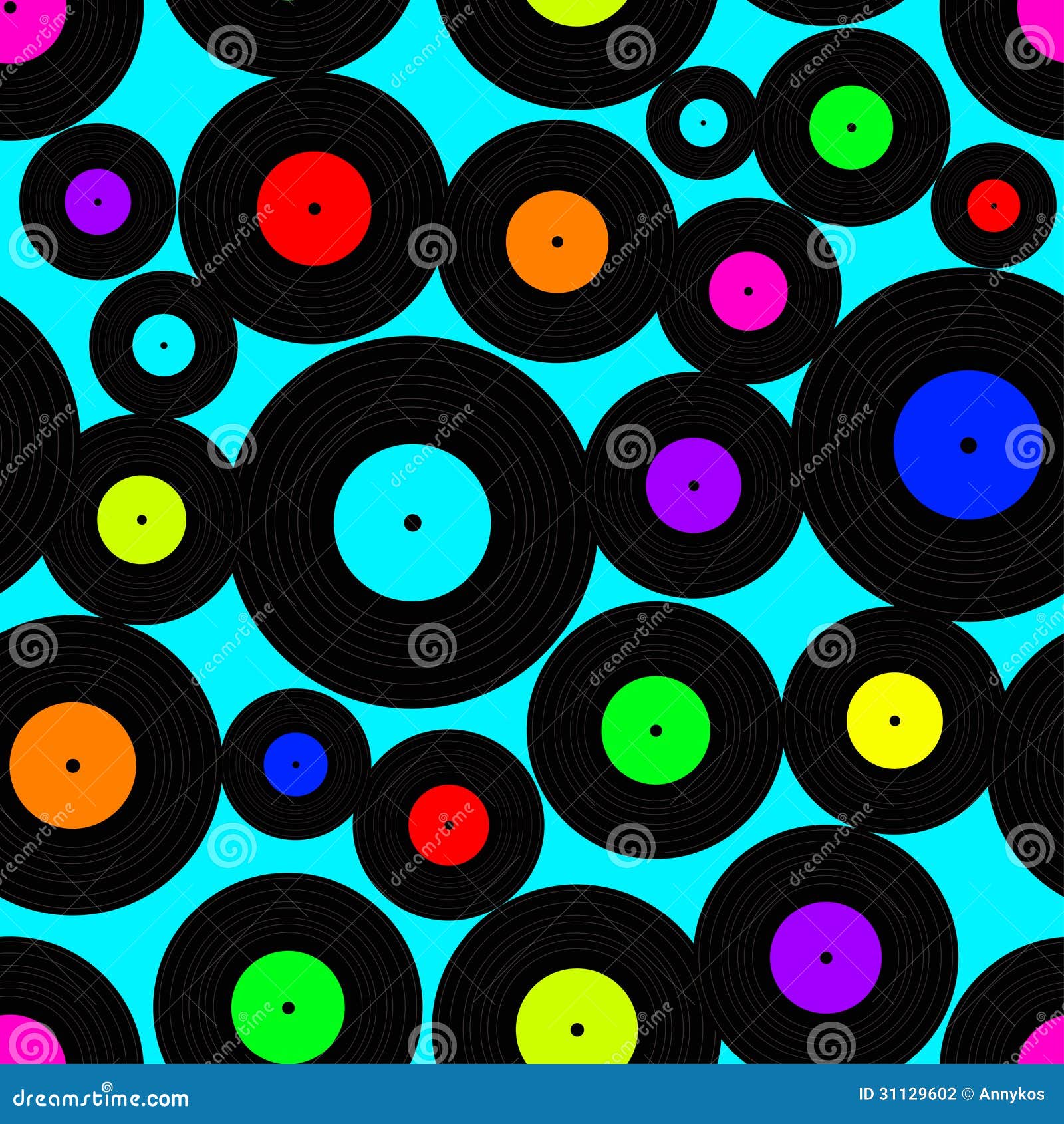 Seamless Pattern of Vinyl Discs Stock Vector - Illustration of ...
