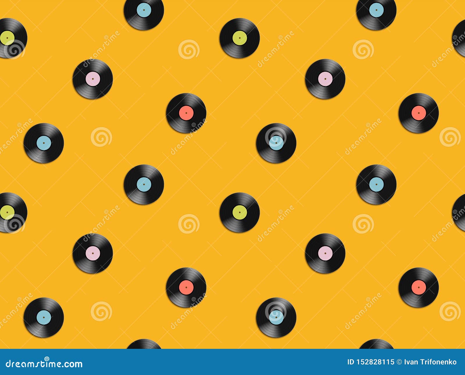 Seamless Pattern with Vinyl Discs. Retro Background Stock Vector ...