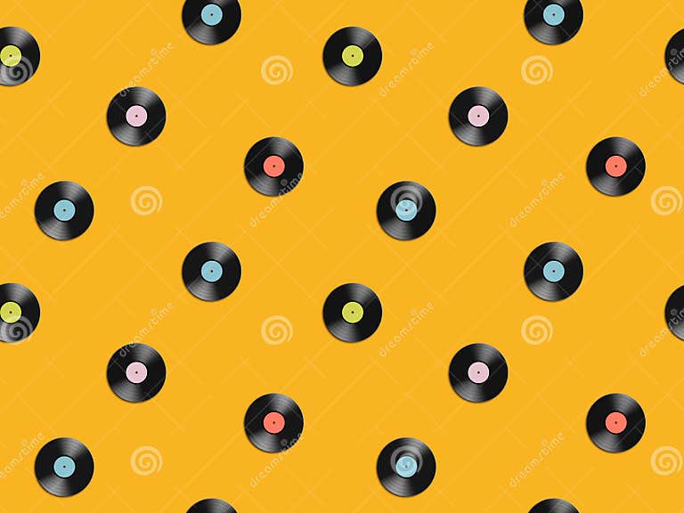 Seamless Pattern with Vinyl Discs. Retro Background Stock Vector ...