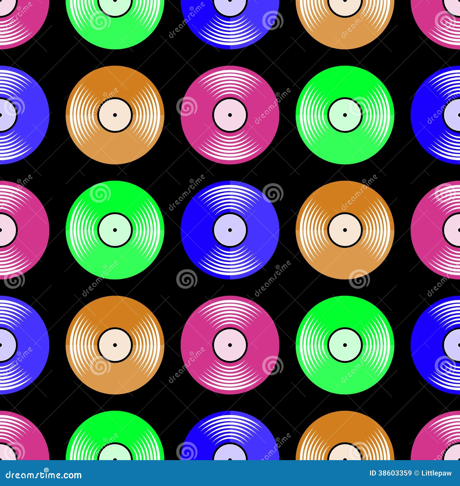 Seamless Pattern with Vinyl Records Stock Vector - Illustration of card ...