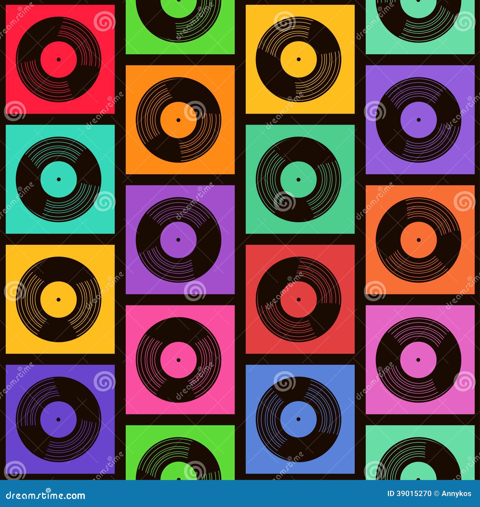 Seamless Pattern of Vinyl Records Stock Vector - Illustration of ...