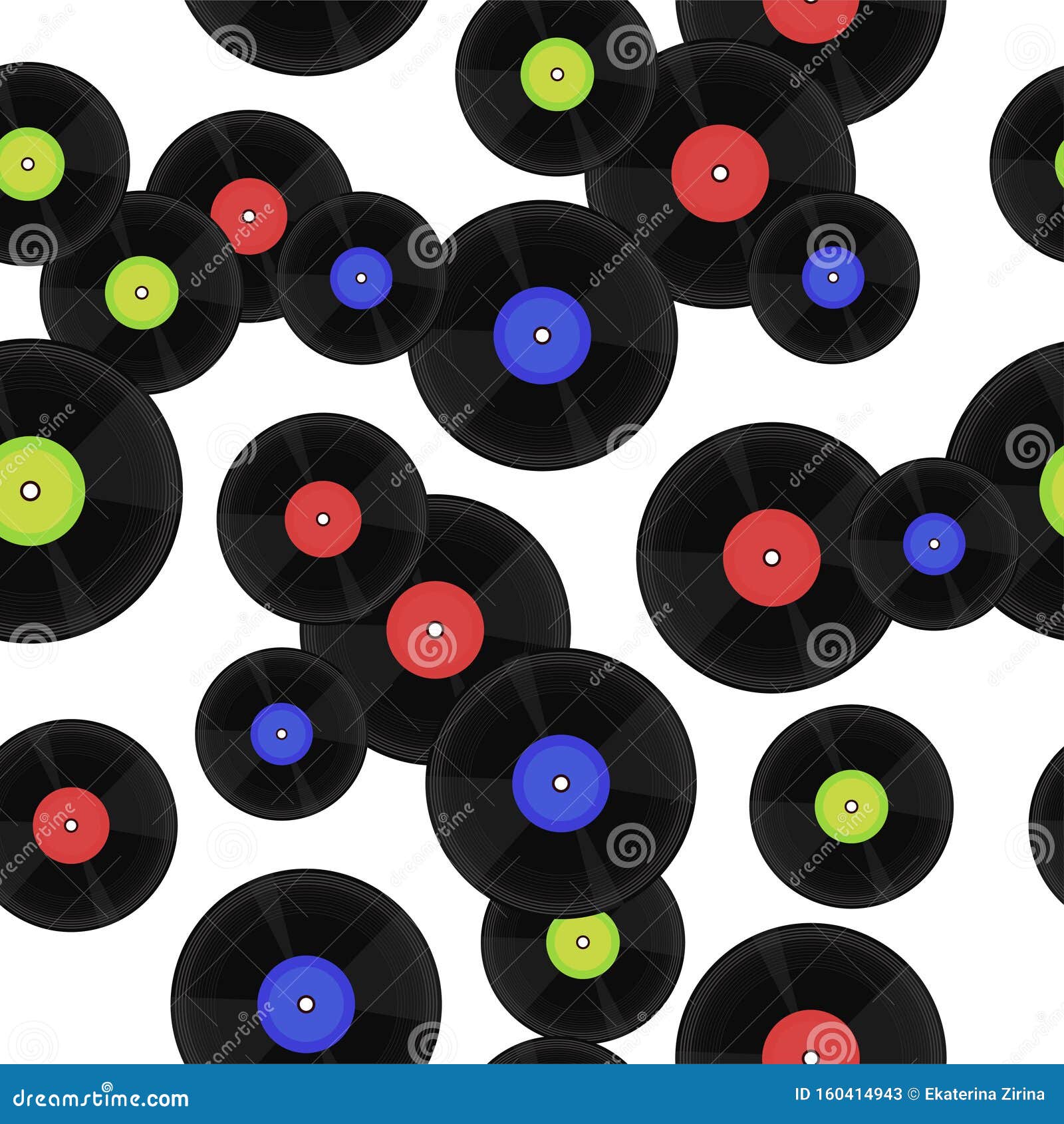 Seamless Pattern with Vinyl Records. Vector Graphics Stock Illustration ...
