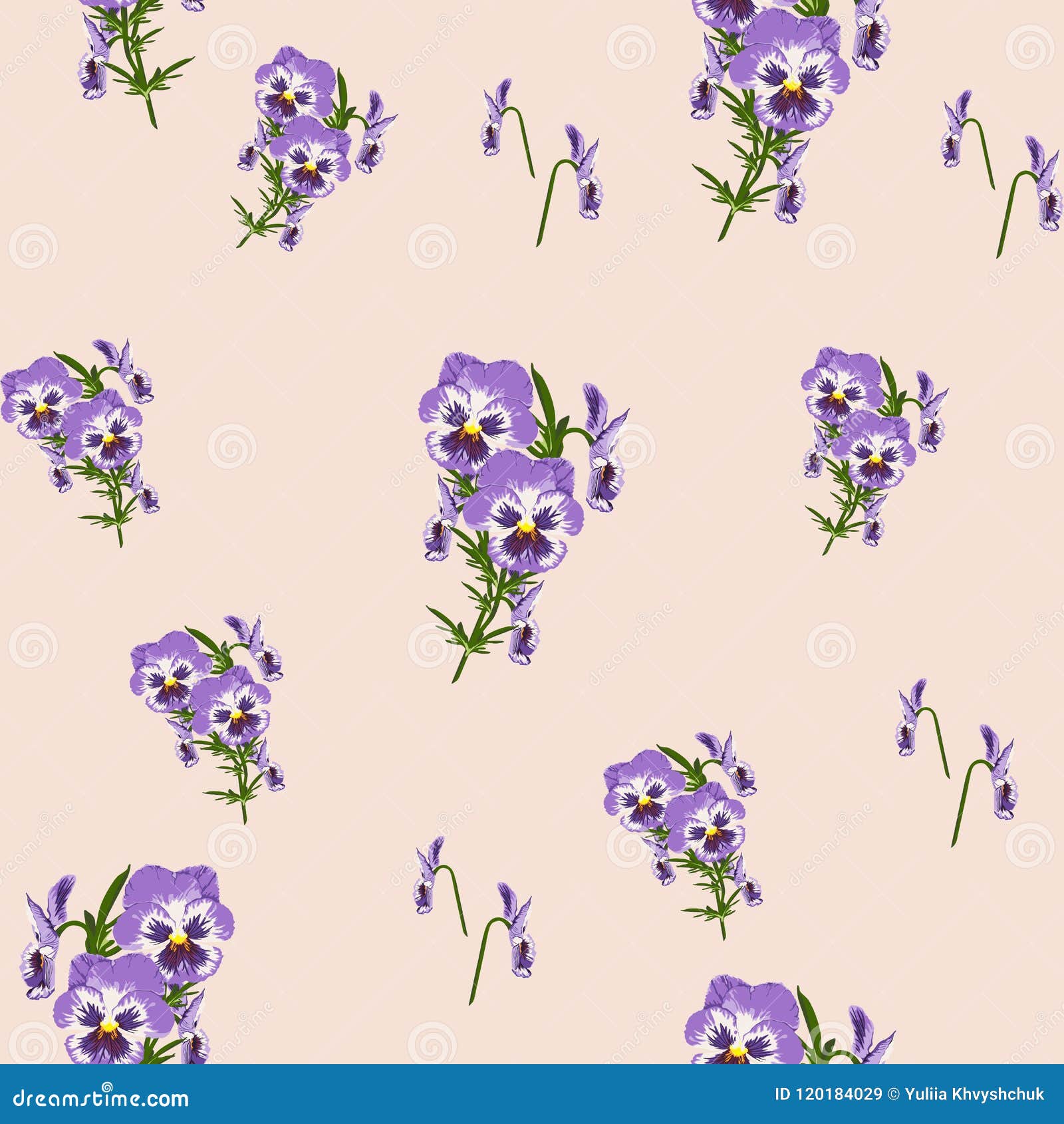 Decorative Elegant Pattern with Small-scale Cute Flower of Viola on ...