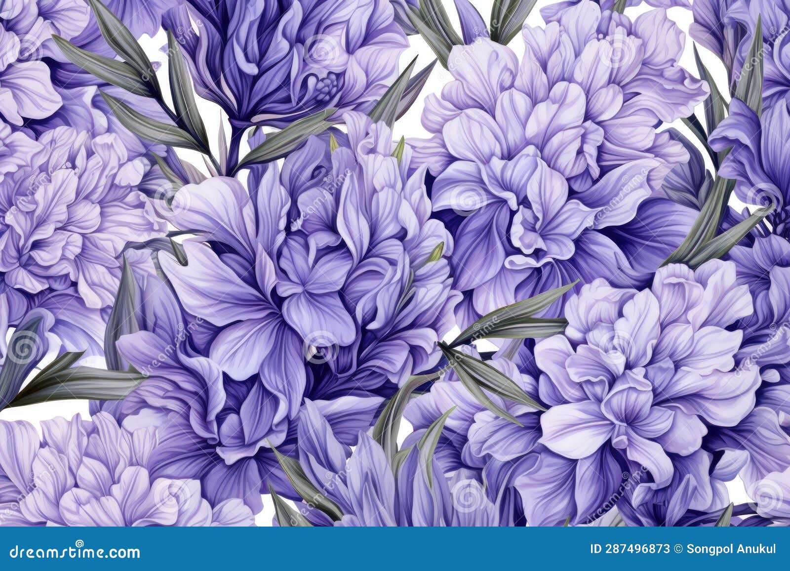 Seamless Pattern with Violet Hyacinths. Vector Illustration, Generative ...