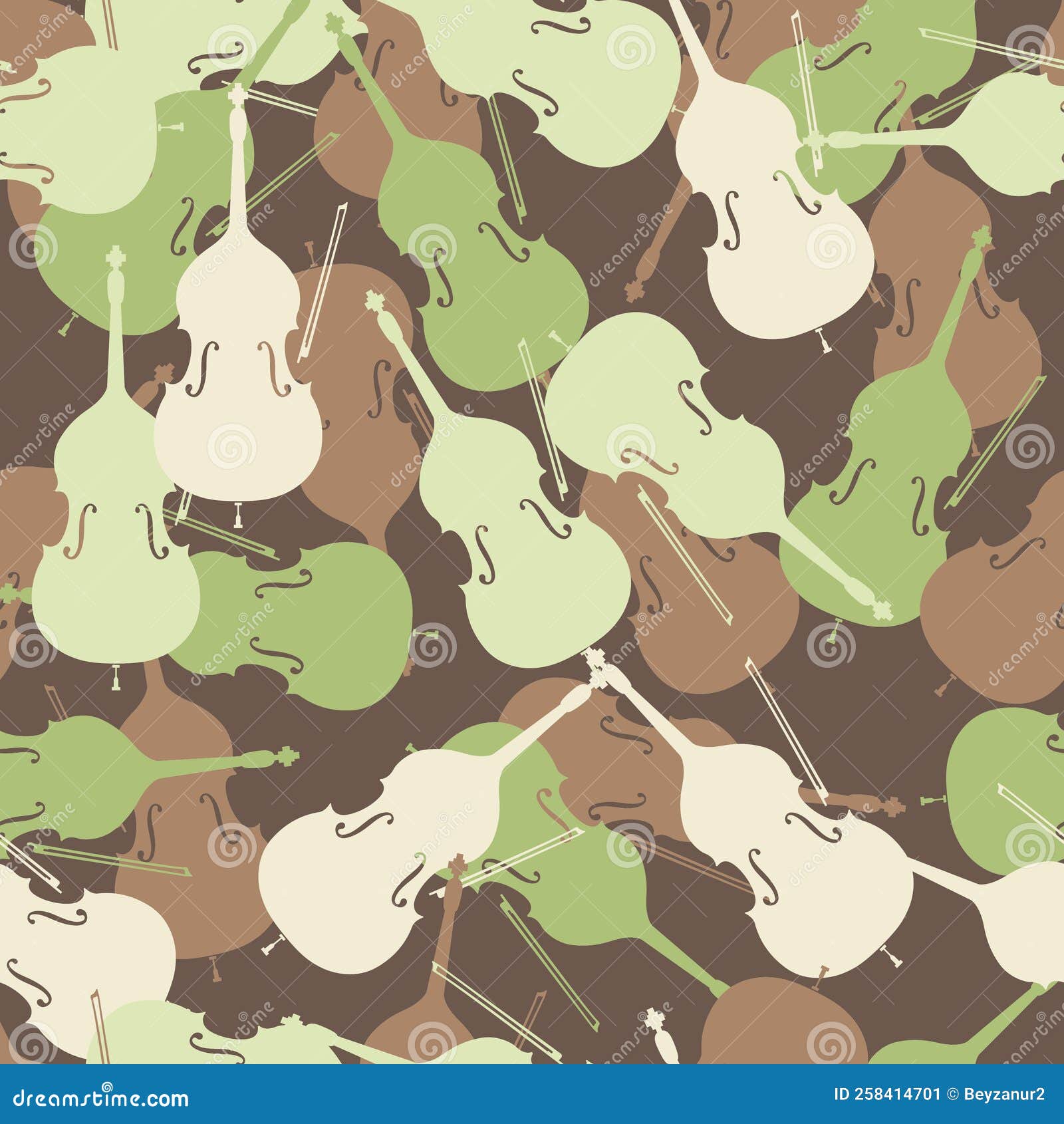 Pattern with violins stock vector. Illustration of drawing - 258414701