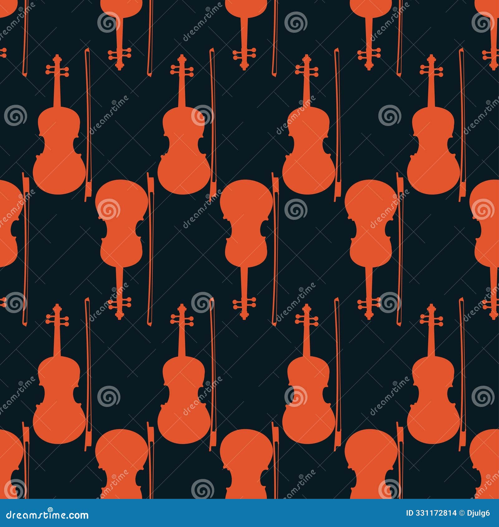 Seamless Pattern of Violins on Yellow Background, Icon Classical ...