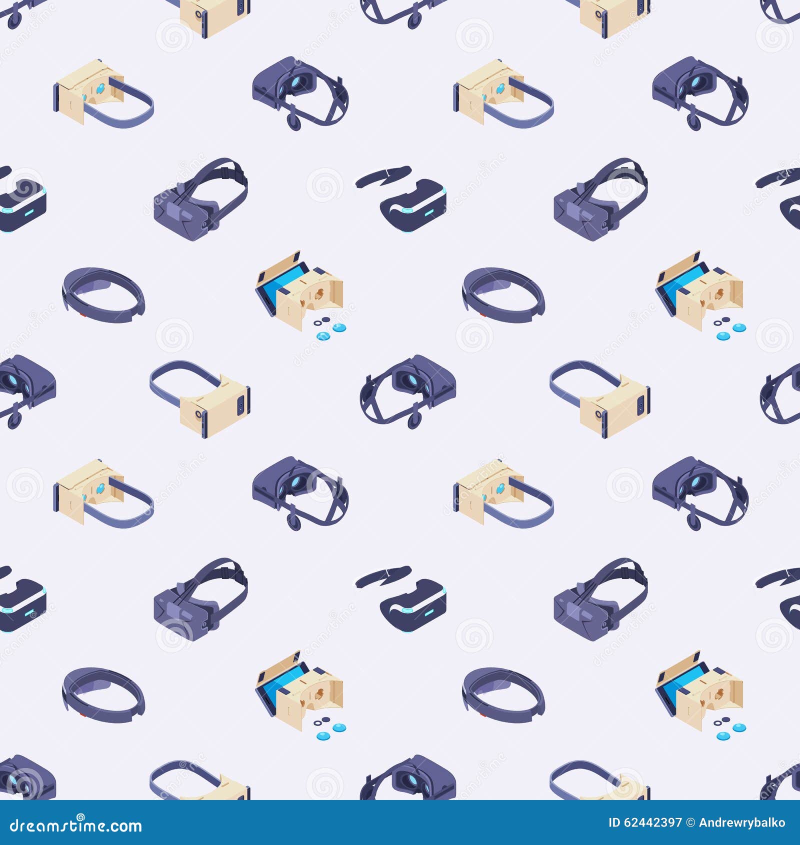 Seamless Pattern with the Virtual Reality Headsets Stock Vector ...