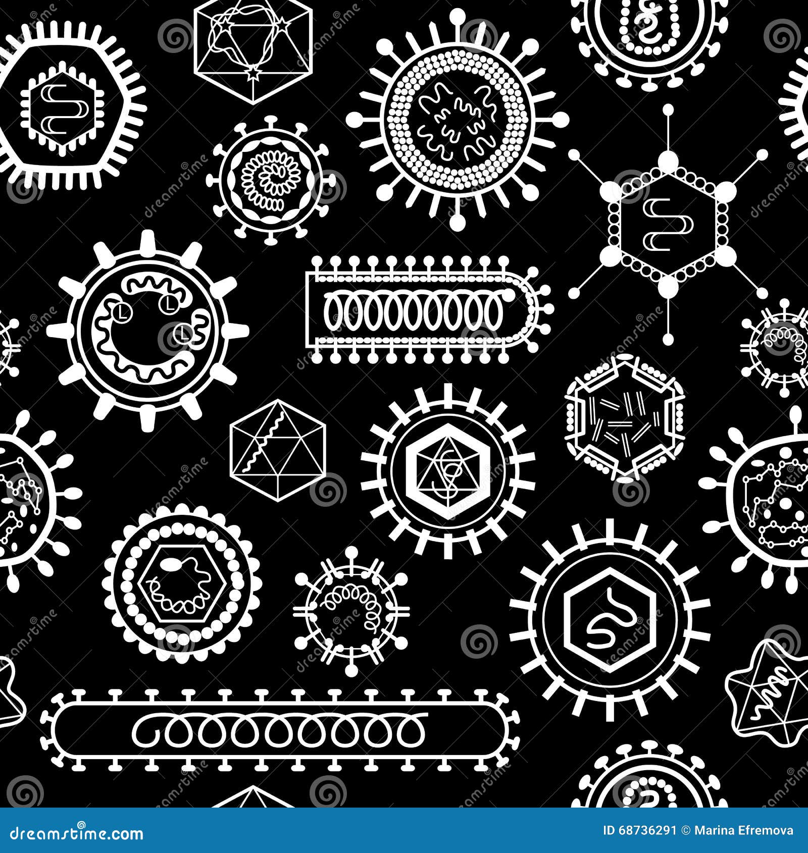 Seamless Pattern with Viruses. Stock Vector - Illustration of ...