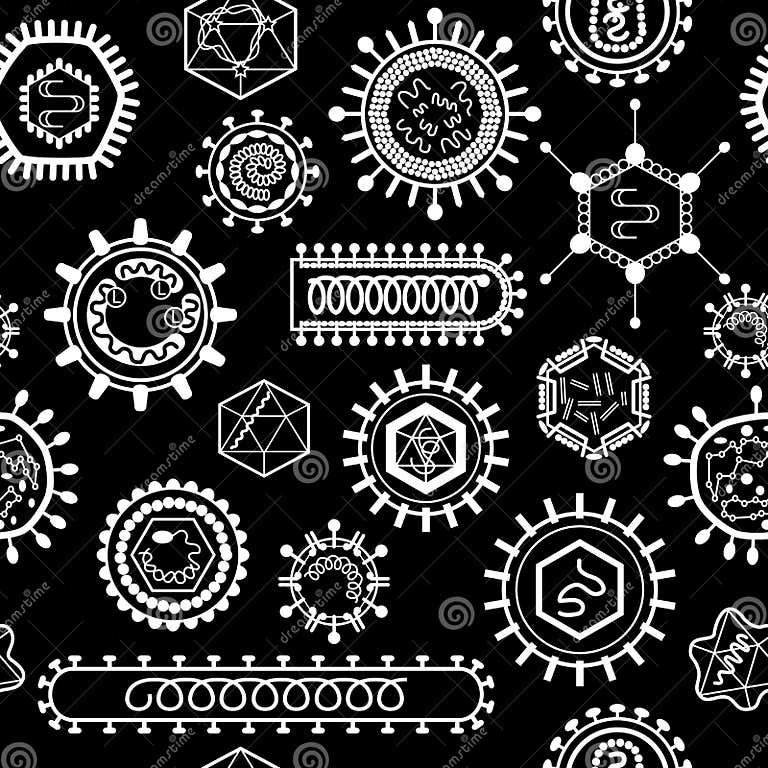 Seamless Pattern with Viruses. Stock Vector - Illustration of ...