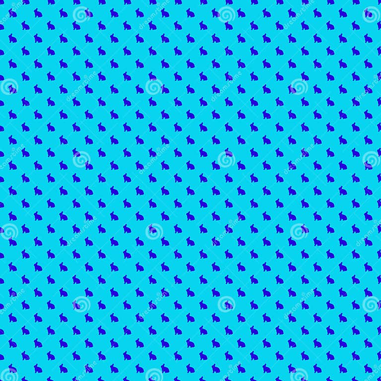 Seamless Pattern of Vivid Blue Rabbits on Sky Blue Background Stock ...
