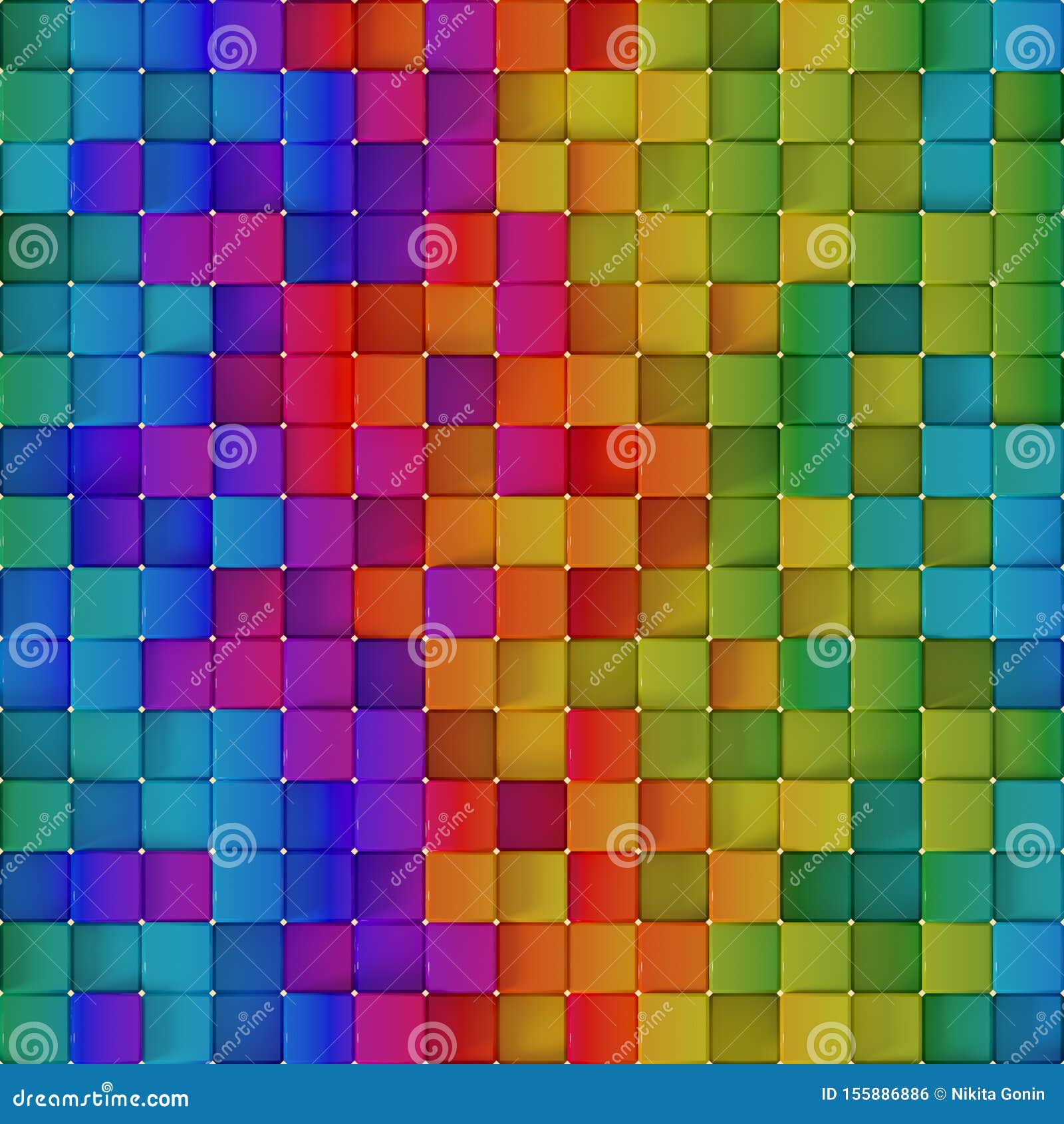 Seamless Pattern of Vivid Colorful Cubes 3D Render Stock Illustration ...